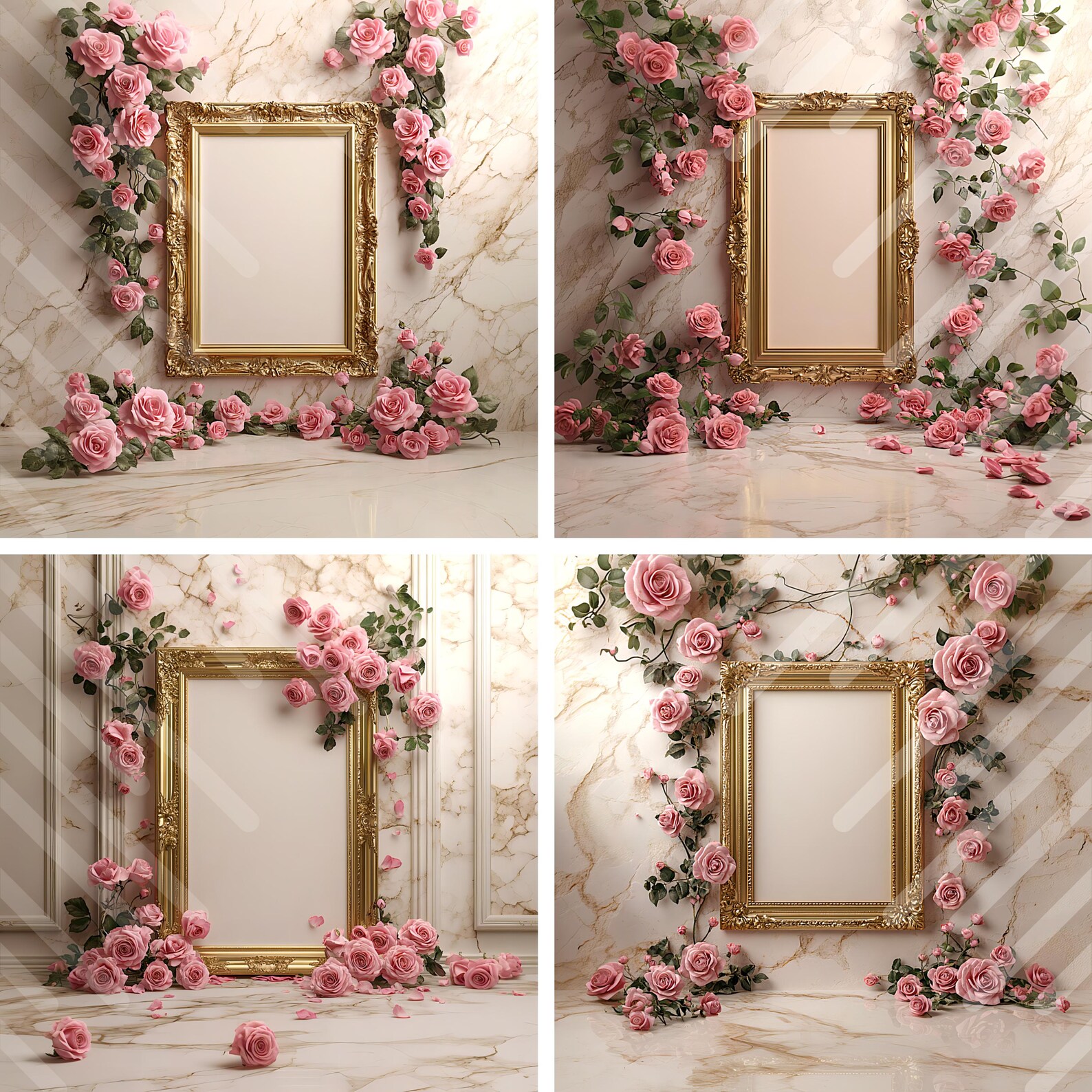 8 Pink Romance Digital Backdrops | Palace Room Background | Luxurious ...