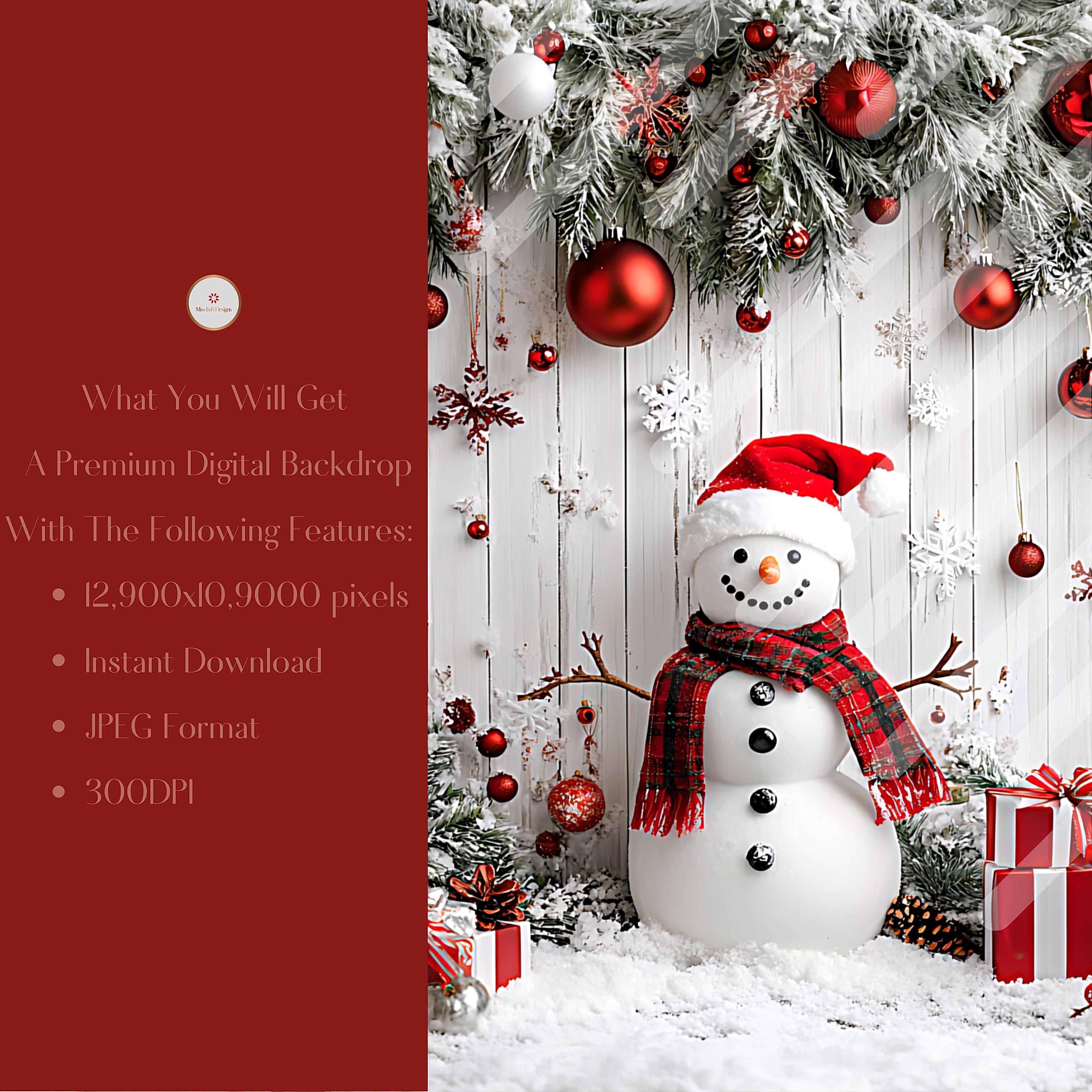 Snowman Digital Backdrop to Print, Christmas Party Backdrop, Winter ...