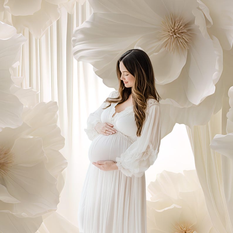 12 Floral Maternity Digital Backdrops, Ivory Fine Art Studio Background ...