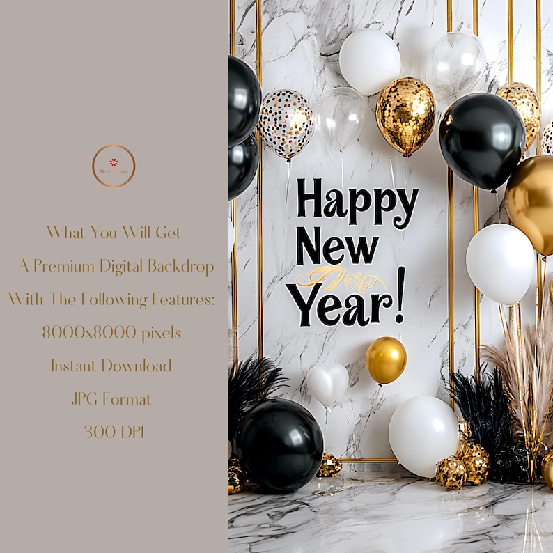 New Year's Eve Party Digital Backdrop, Luxurious New Year's Party ...