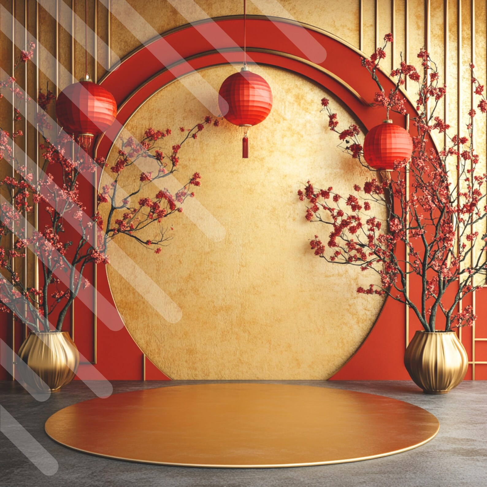 Chinese New Year Digital Backdrop, Red Gold Background, Asian Inspired ...