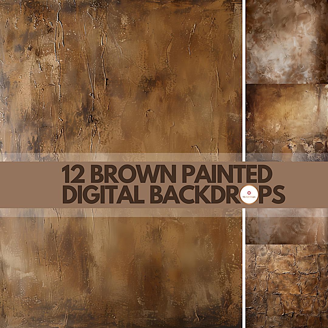 12 Brown Painted Digital Backdrops | Old Master Background| Rustic ...