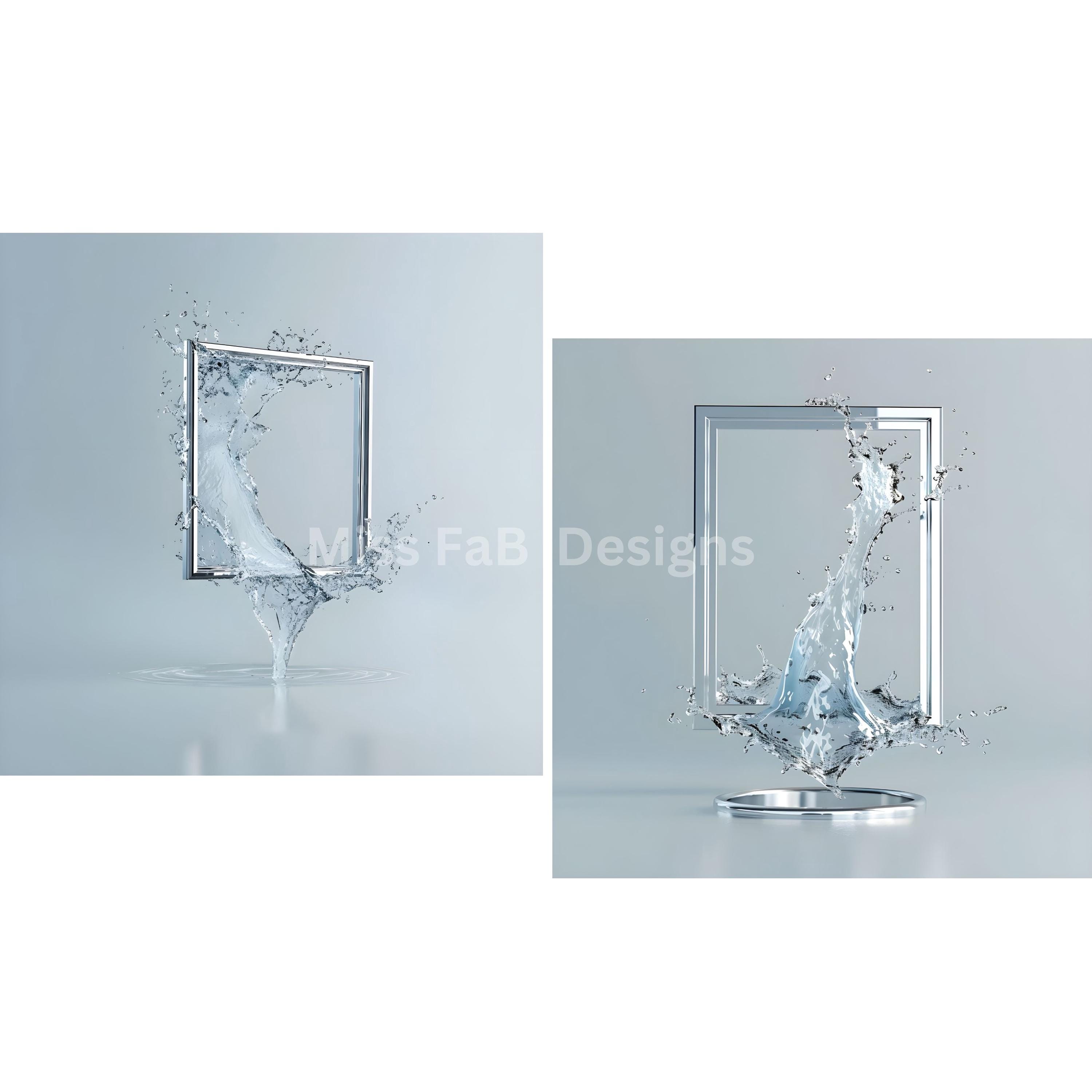 6 Silver Frame Digital Backdrops |6 Minimalist Glass Frame Background ...