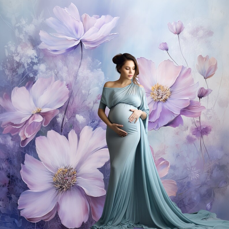 8 Floral Maternity Digital Backdrops Fine Art Photography Background ...