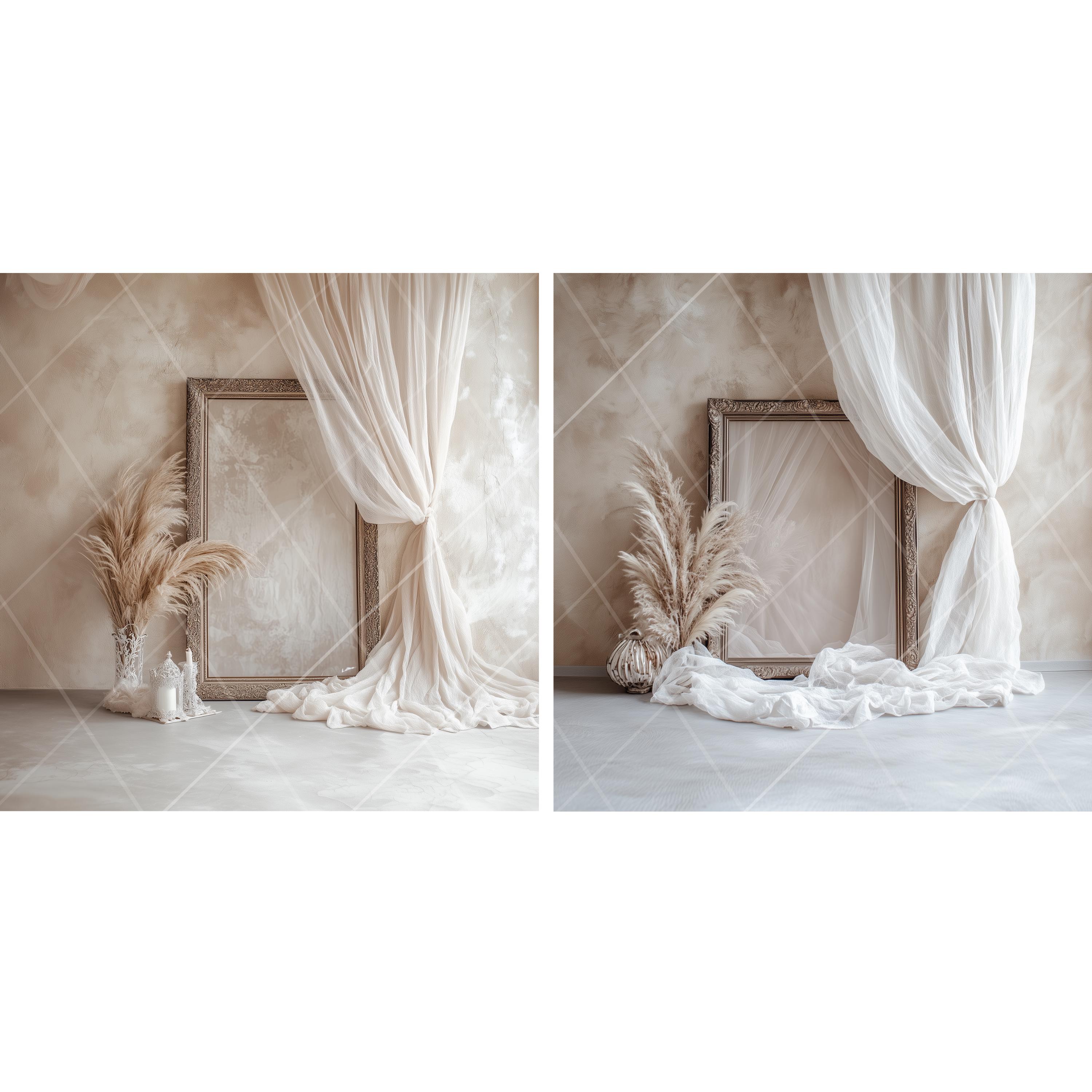 2 Boho Frame Digital Backdrops | Rustic Elegant Frame Background | Boho ...