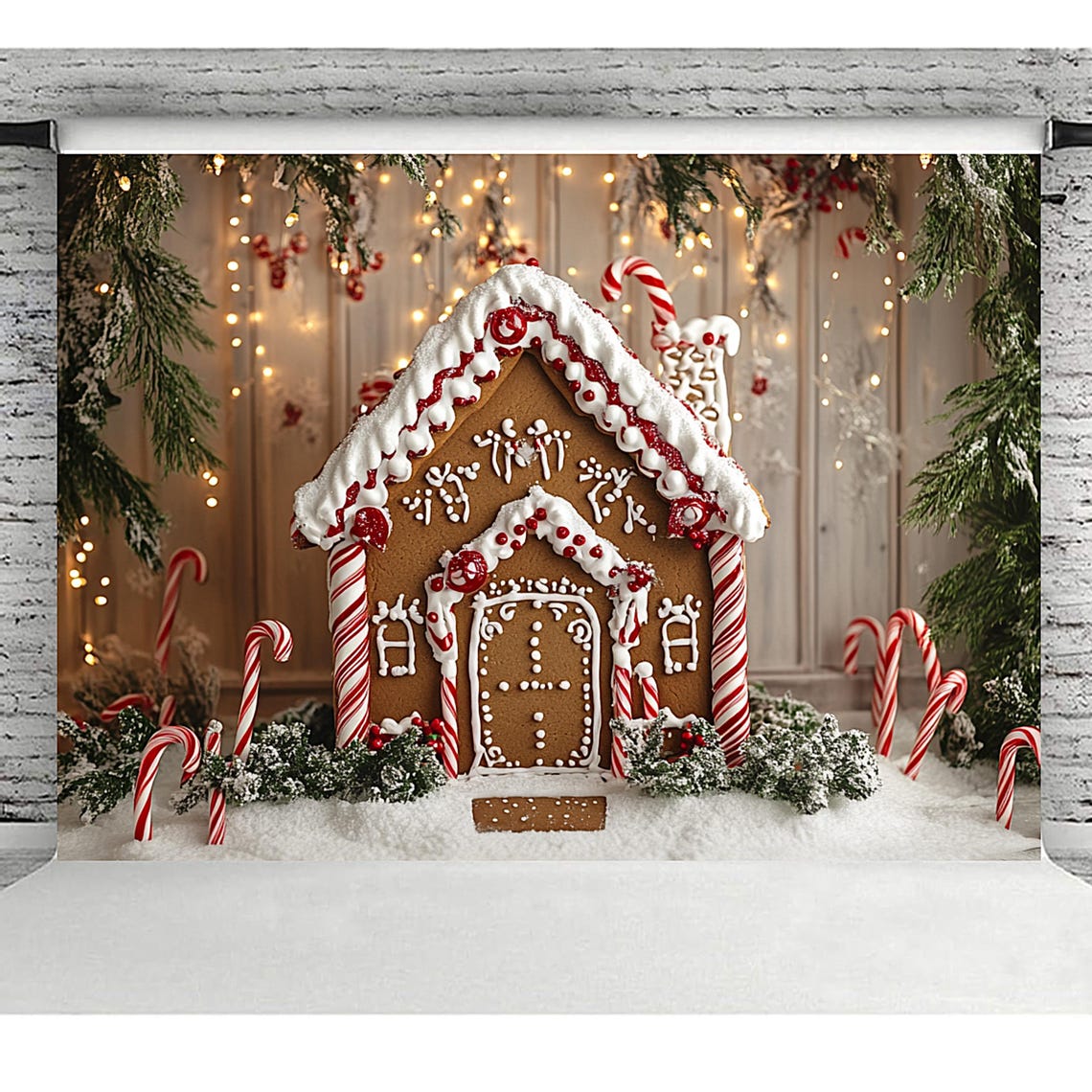 Christmas Backdrop to Print, Gingerbread House Backdrop, Festive Season ...