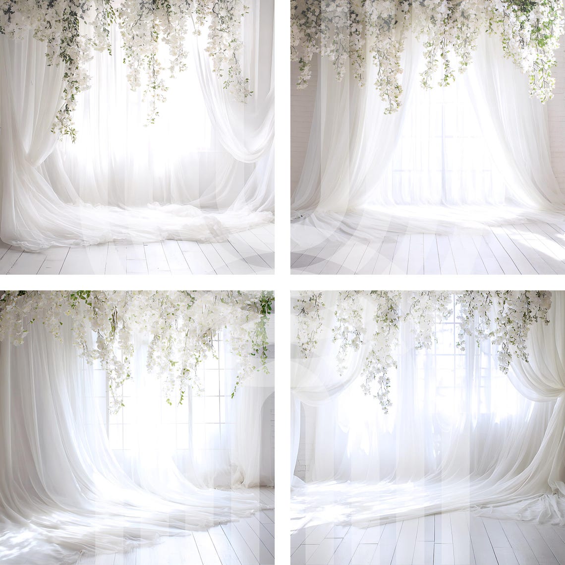8 White Elegance Digital Backdrops, Digital Wedding Backdrop, White ...