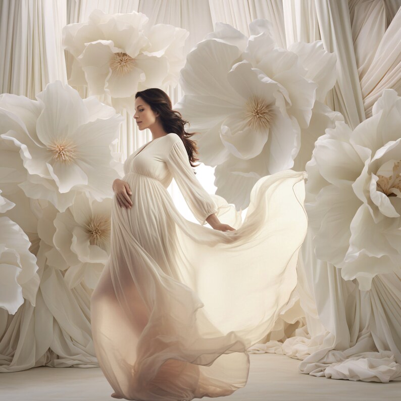 12 Floral Maternity Digital Backdrops Ivory Fine Art Studio Background ...