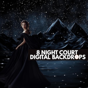 8 Midnight Digital Backdrops, Starry Night Backgrounds, Dark Blue ...
