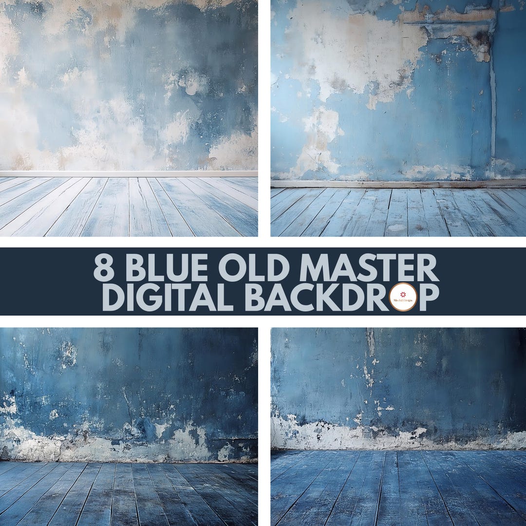 8 Blue Old Master Digital Backdrops, Blue Background, Blue Shades ...