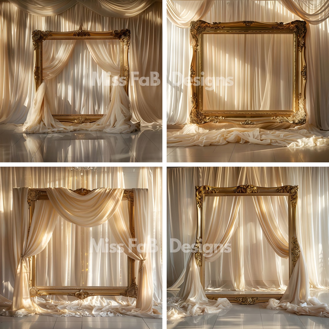 14 Golden Frame Digital Backdrops Luxurious Frames Background Elegant ...