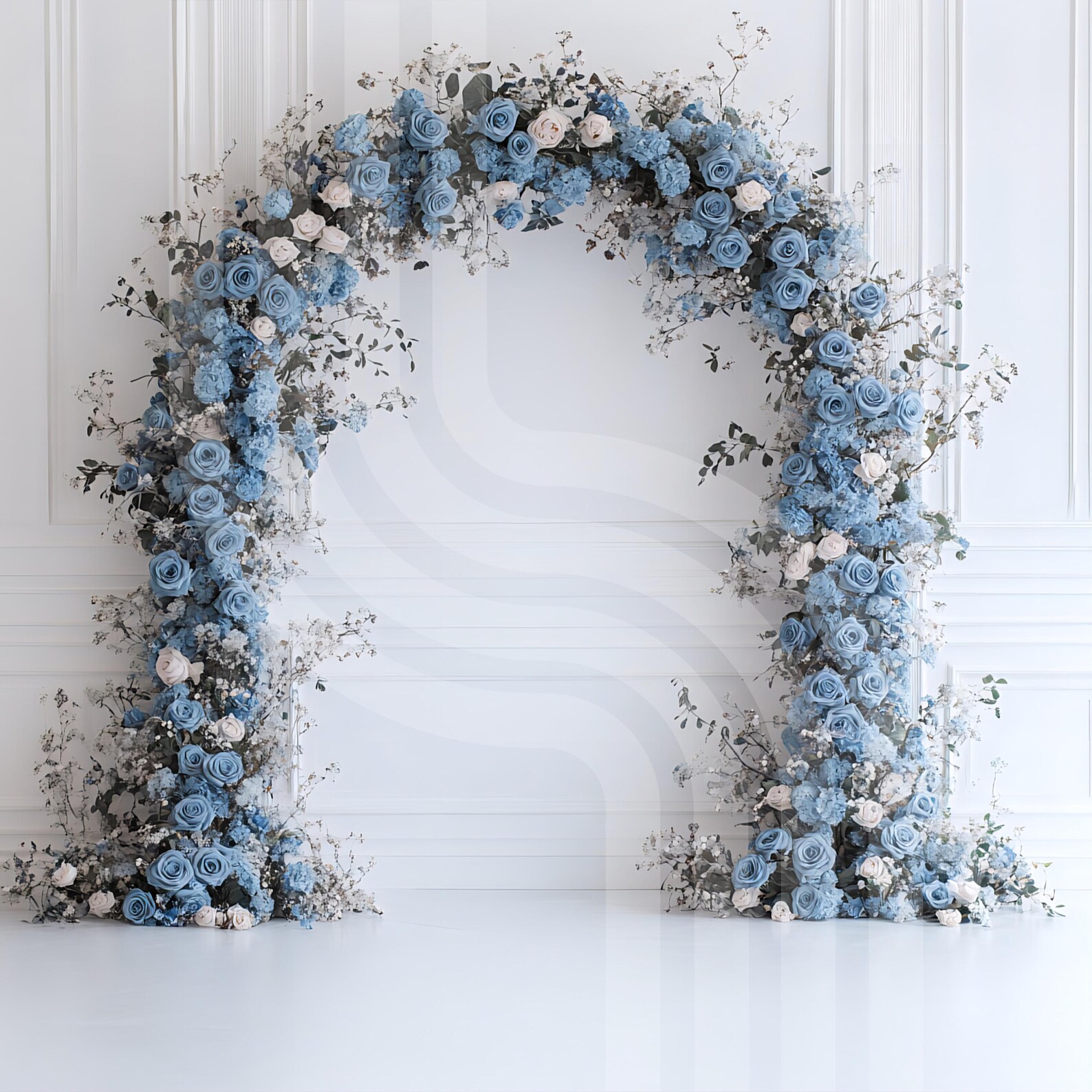 Blue Roses Arch Digital Backdrop, Baby Blue Floral Arch Background ...