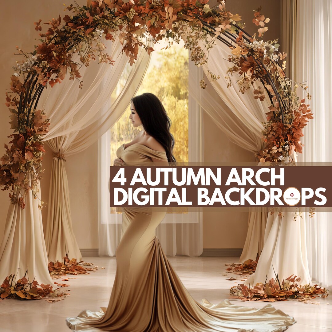 4 Autumn Arch Digital Backdrops | Fall Foliage Arch Background ...