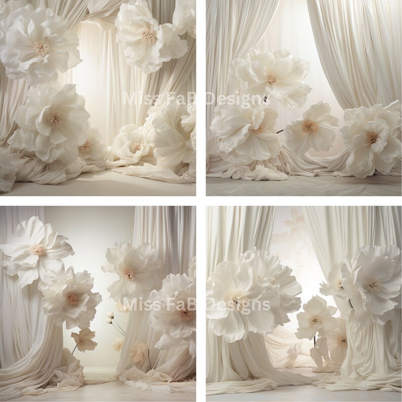 12 Floral Maternity Digital Backdrops, Ivory Fine Art Studio Background ...