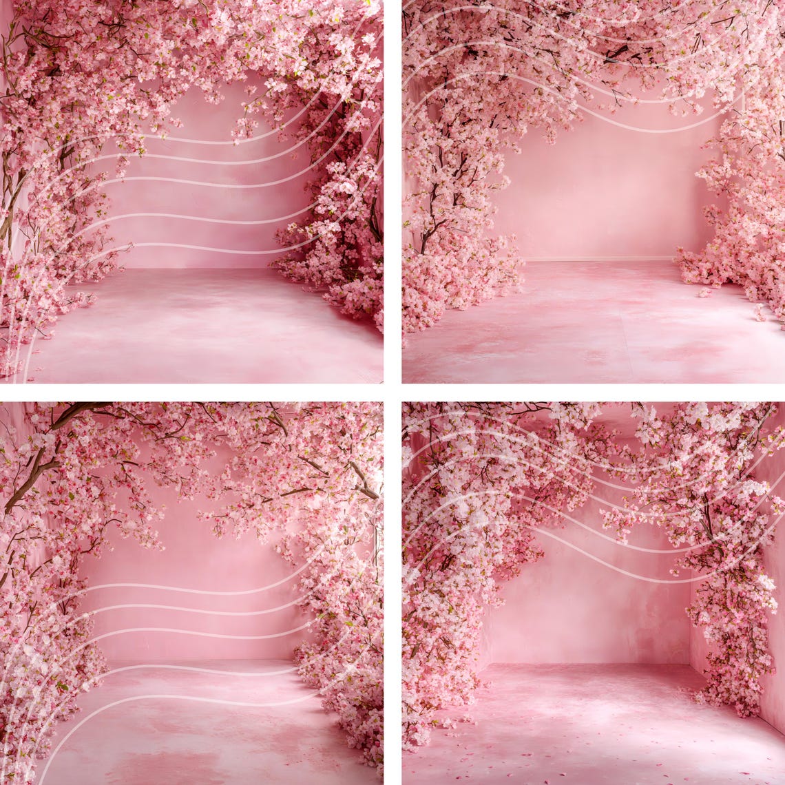 8 Cherry Blossom Digital Backdrops, Cherry Blossom Background, Pink Sakura Backdrop, Spring ...