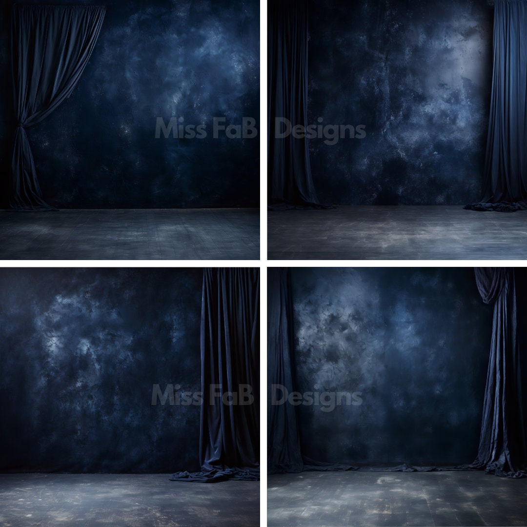8 Navy Textured Digital Backdrops | Dark Blue Sweep Studio Background ...