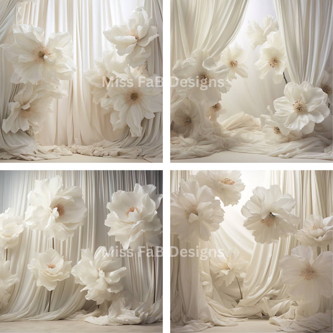 12 Floral Maternity Digital Backdrops Ivory Fine Art Studio Background ...
