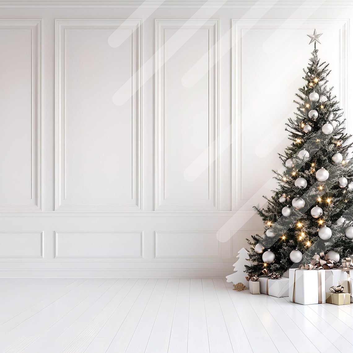 Christmas Room Digital Backdrop | White Christmas Living Room Backdrop ...