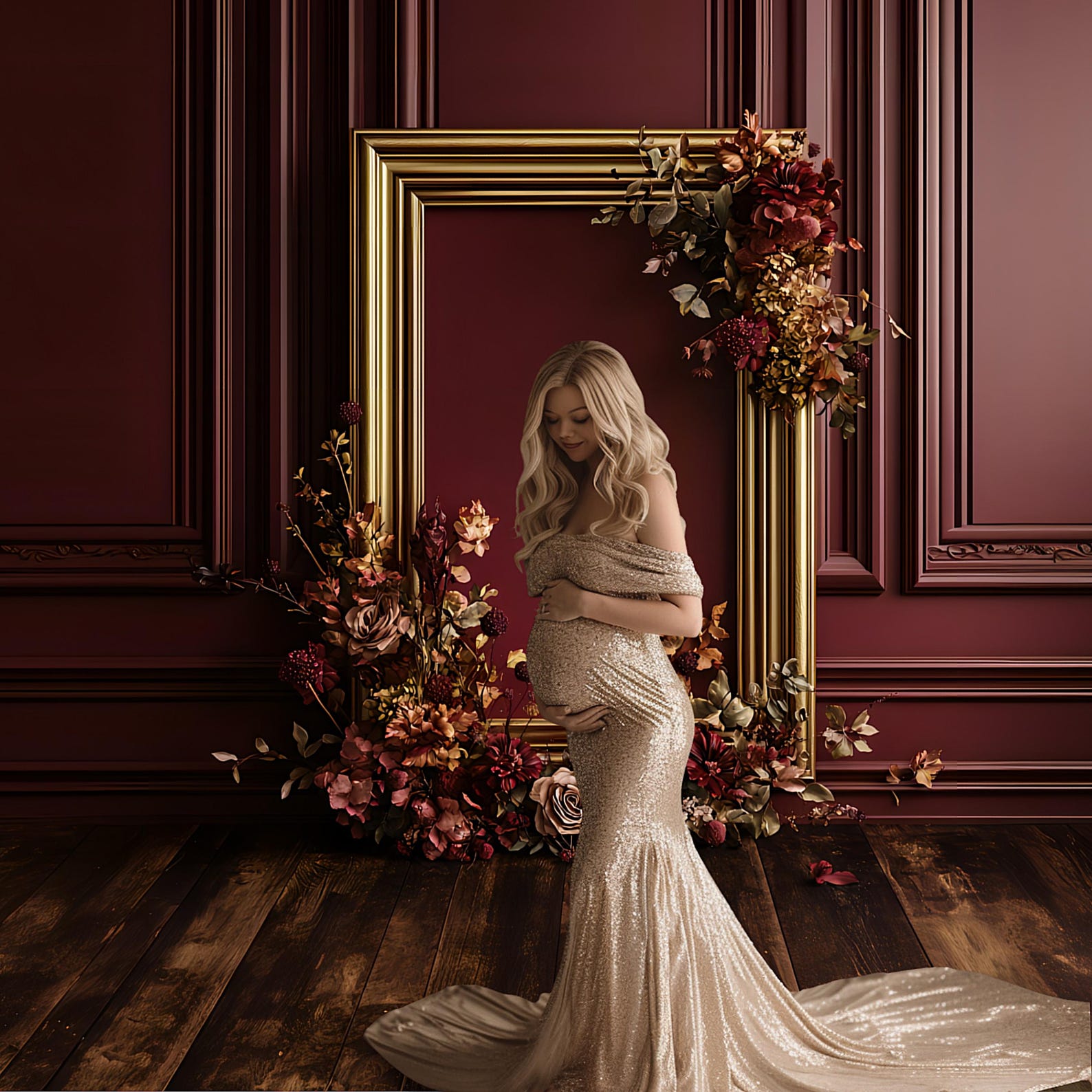 12 Burgundy Elegance Digital Backdrops Dark Red Autumn Backdrop ...