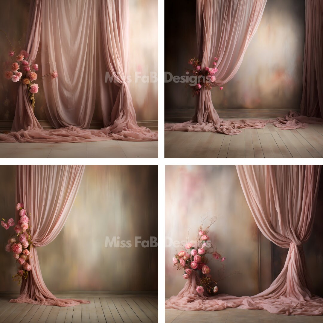 Blush Drapes Digital Backdrops Photography Studio Digital Background ...