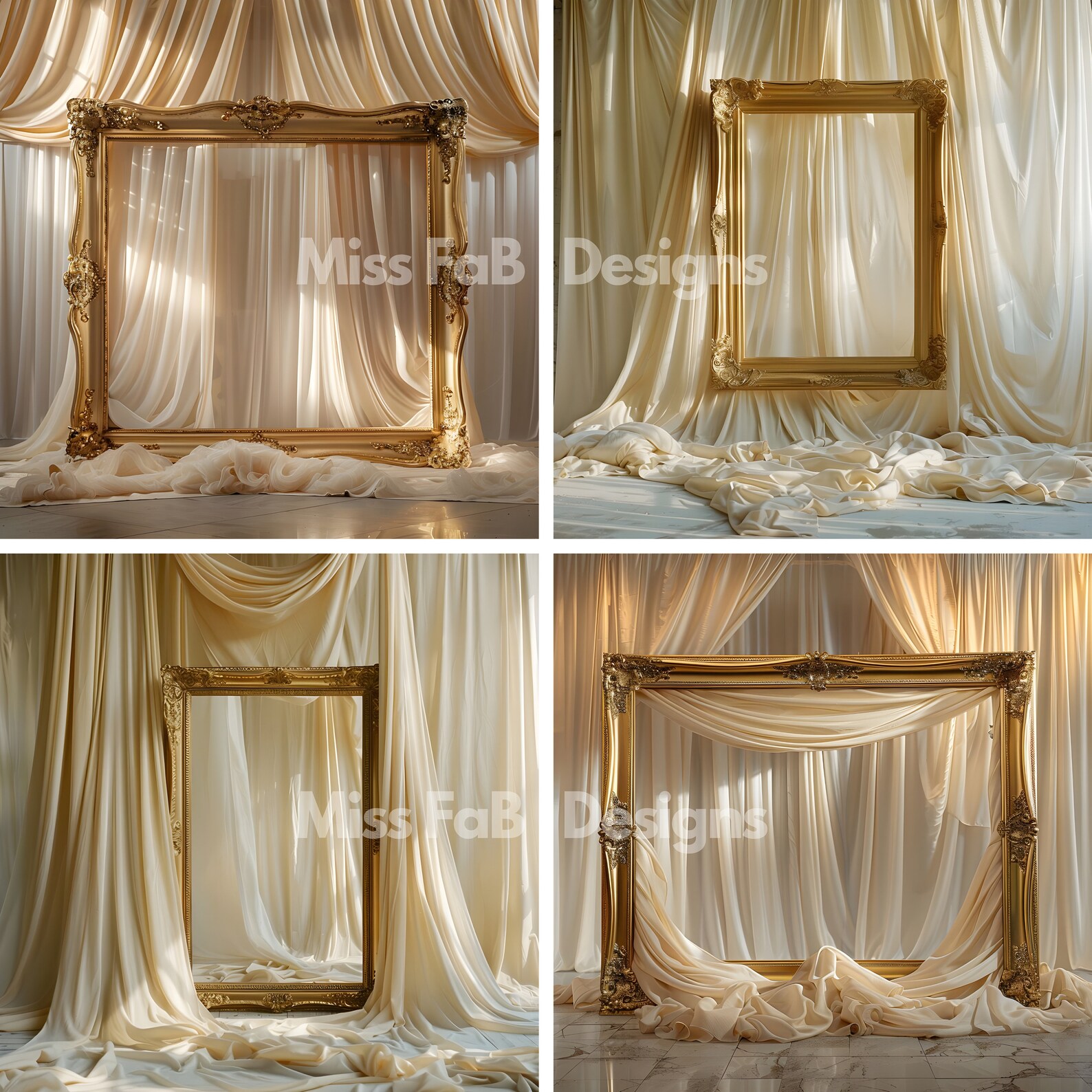 14 Golden Frame Digital Backdrops Luxurious Frames Background Elegant ...
