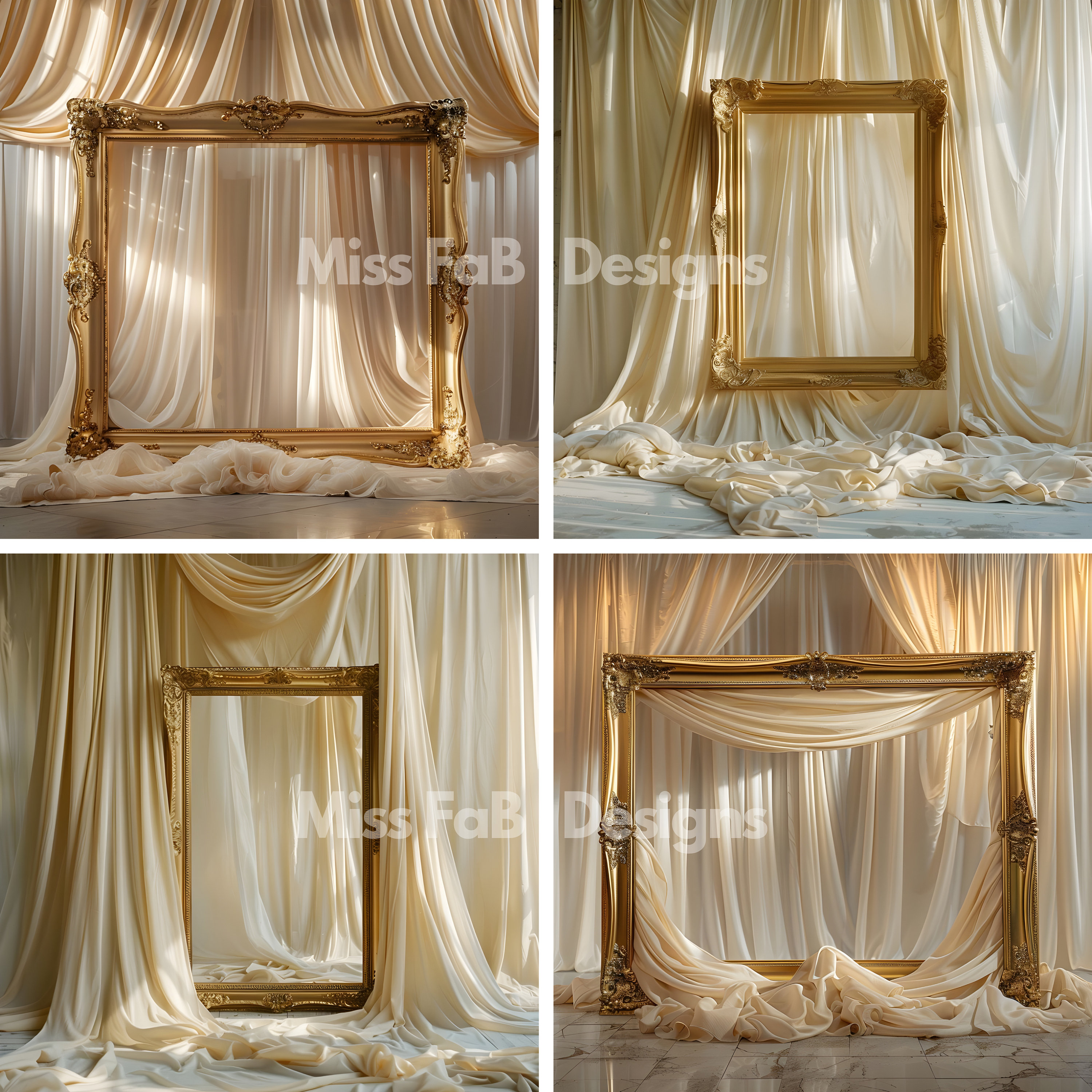 14 Golden Frame Digital Backdrops Luxurious Frames Background Elegant ...