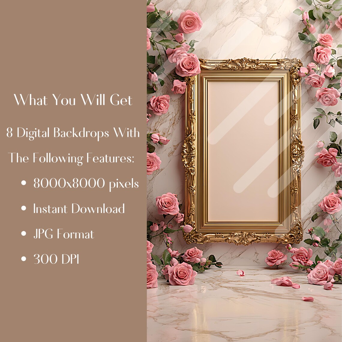 8 Pink Romance Digital Backdrops | Palace Room Background | Luxurious ...