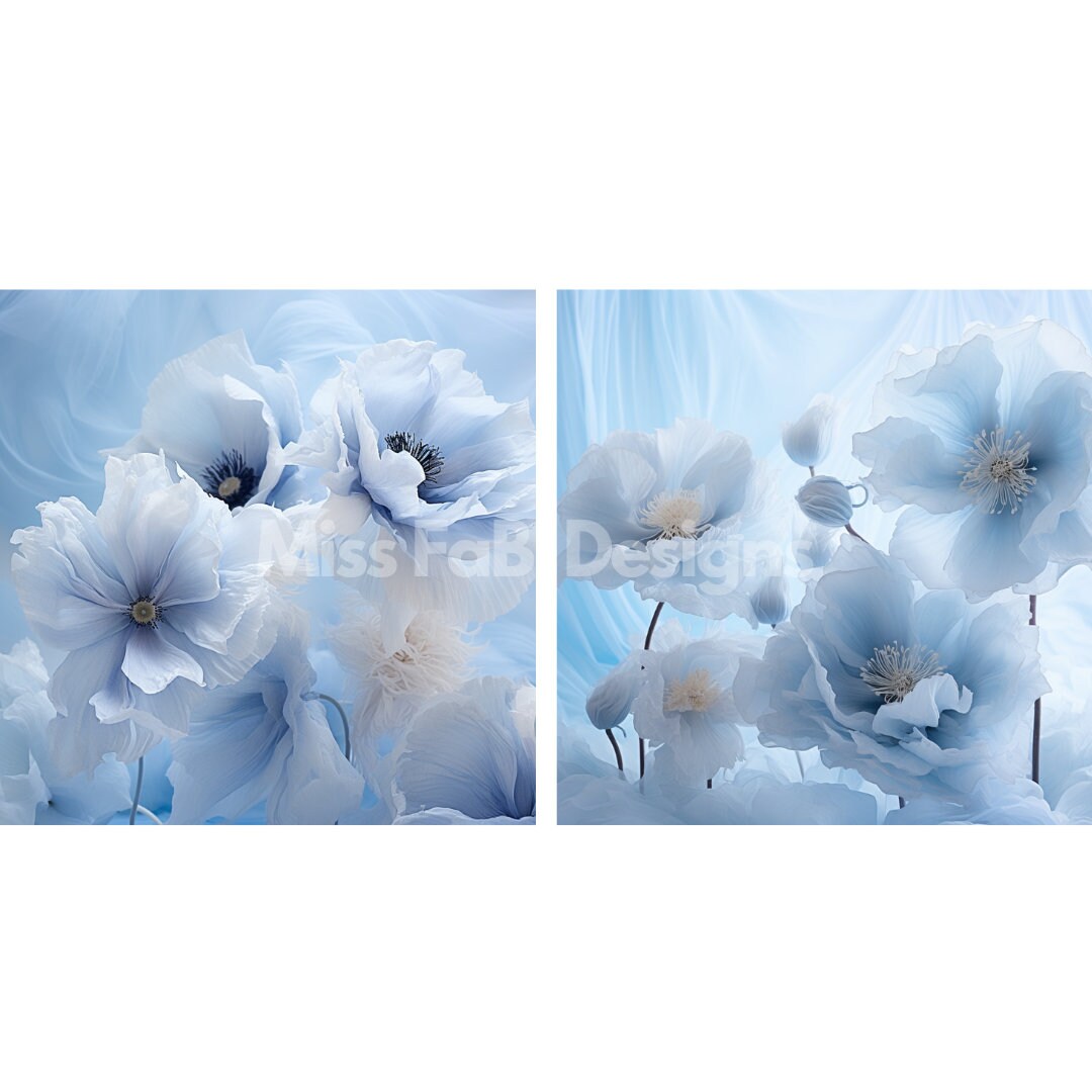 14 Blue Flowers Digital Backdrops Light Blue Maternity Backgrounds Blue ...