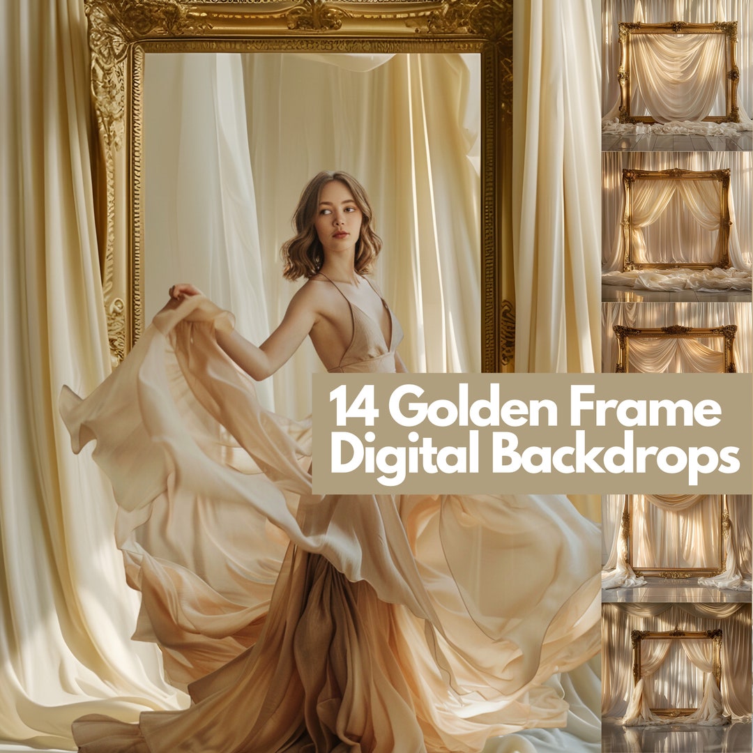 14 Golden Frame Digital Backdrops Luxurious Frames Background Elegant ...
