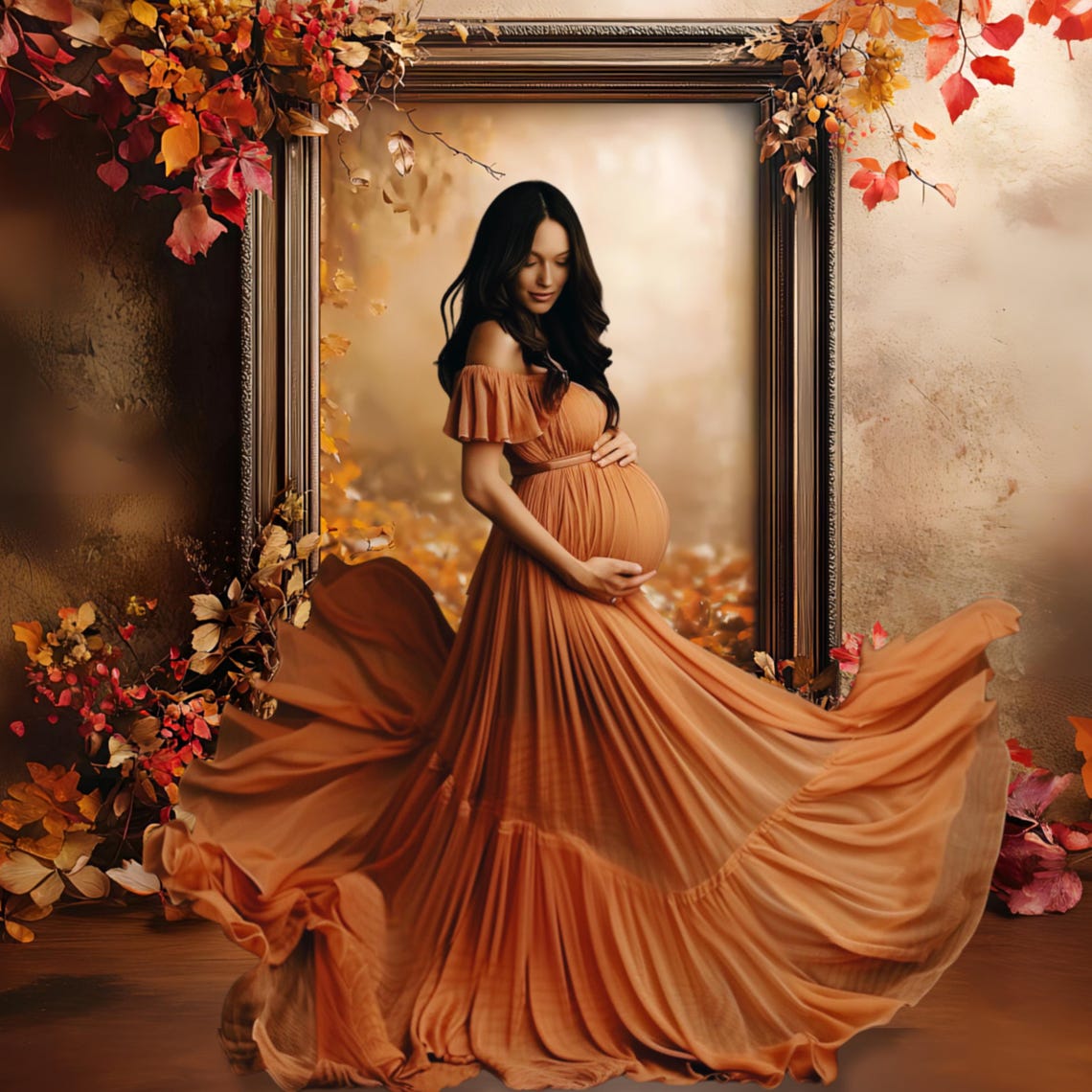 12 Autumn Frame Digital Backdrops Fall Foliage Rustic Background Fine ...