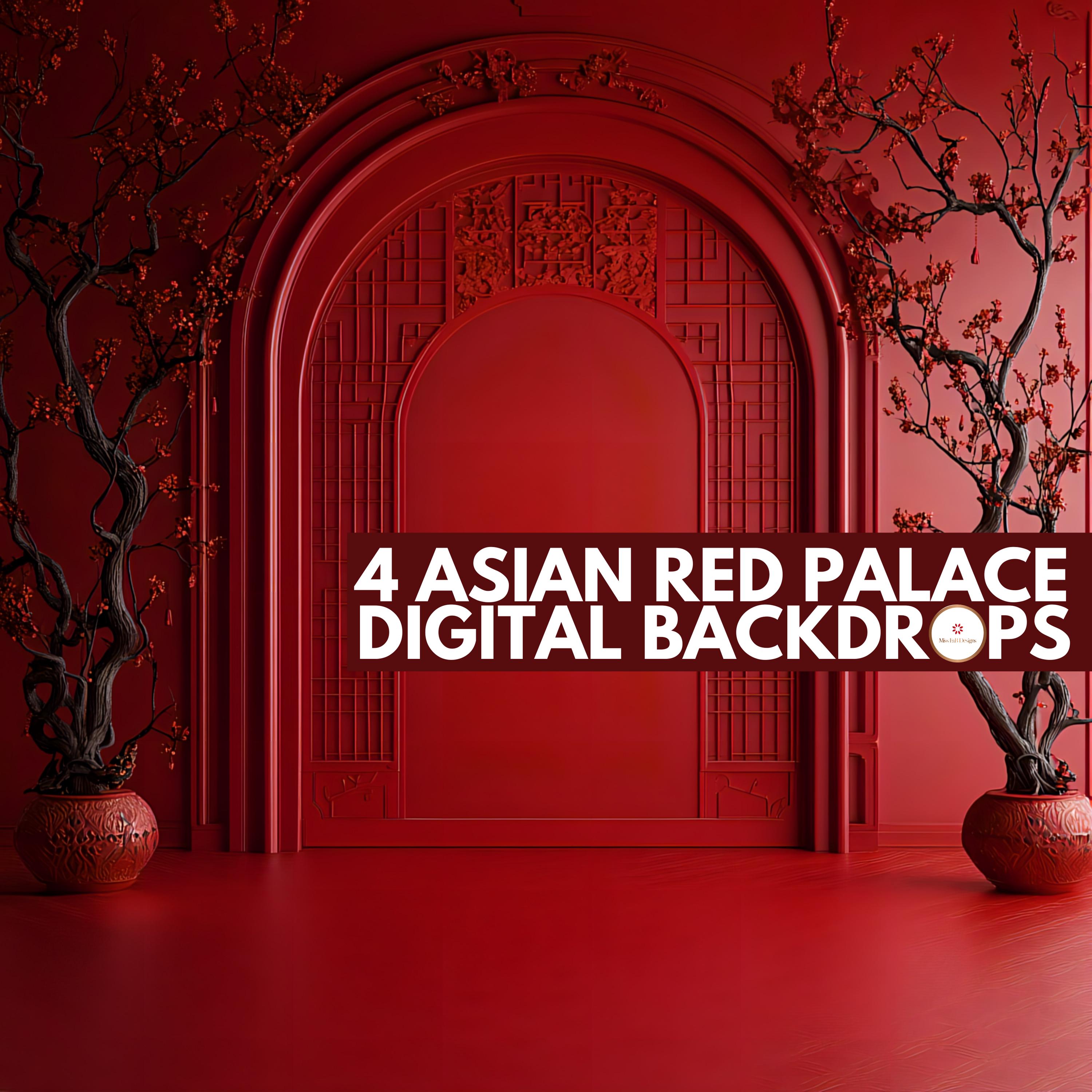 Asian Red Palace Digital Backdrop Red Backdrop Chinese Palace ...