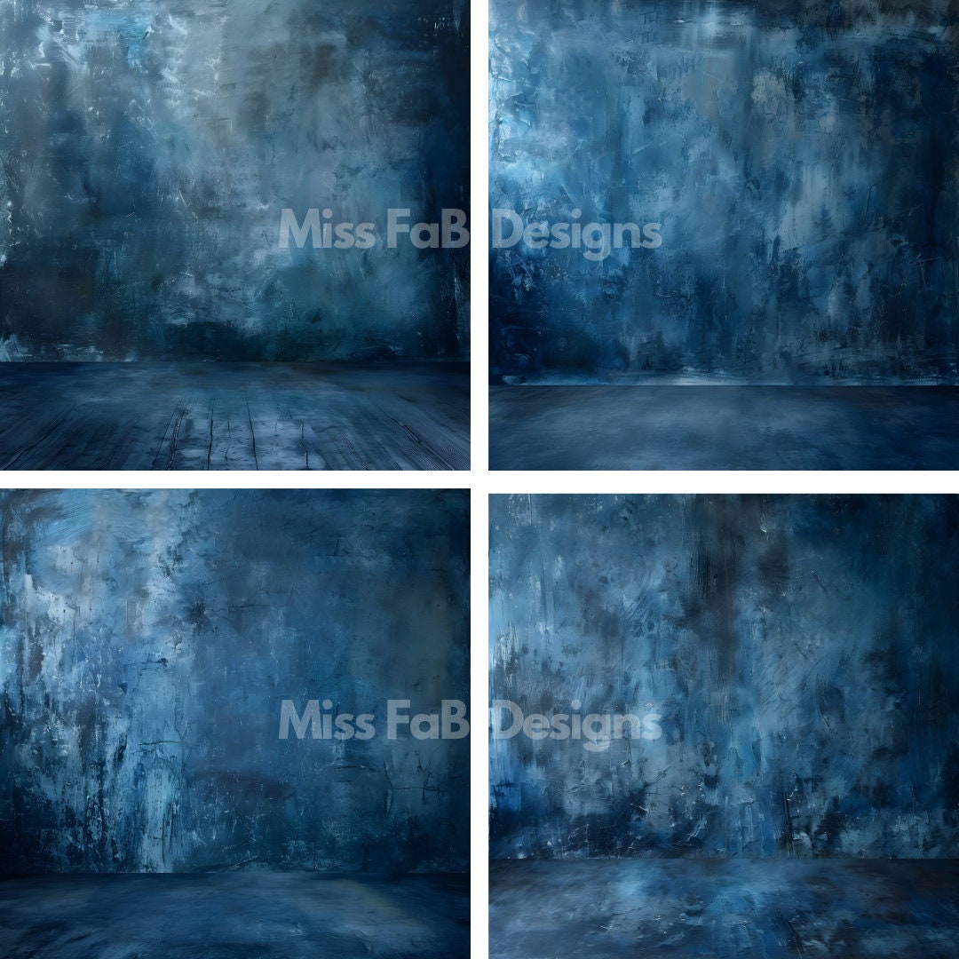 Blue Painted Digital Backdrops Distressed Texture Background Shabby ...