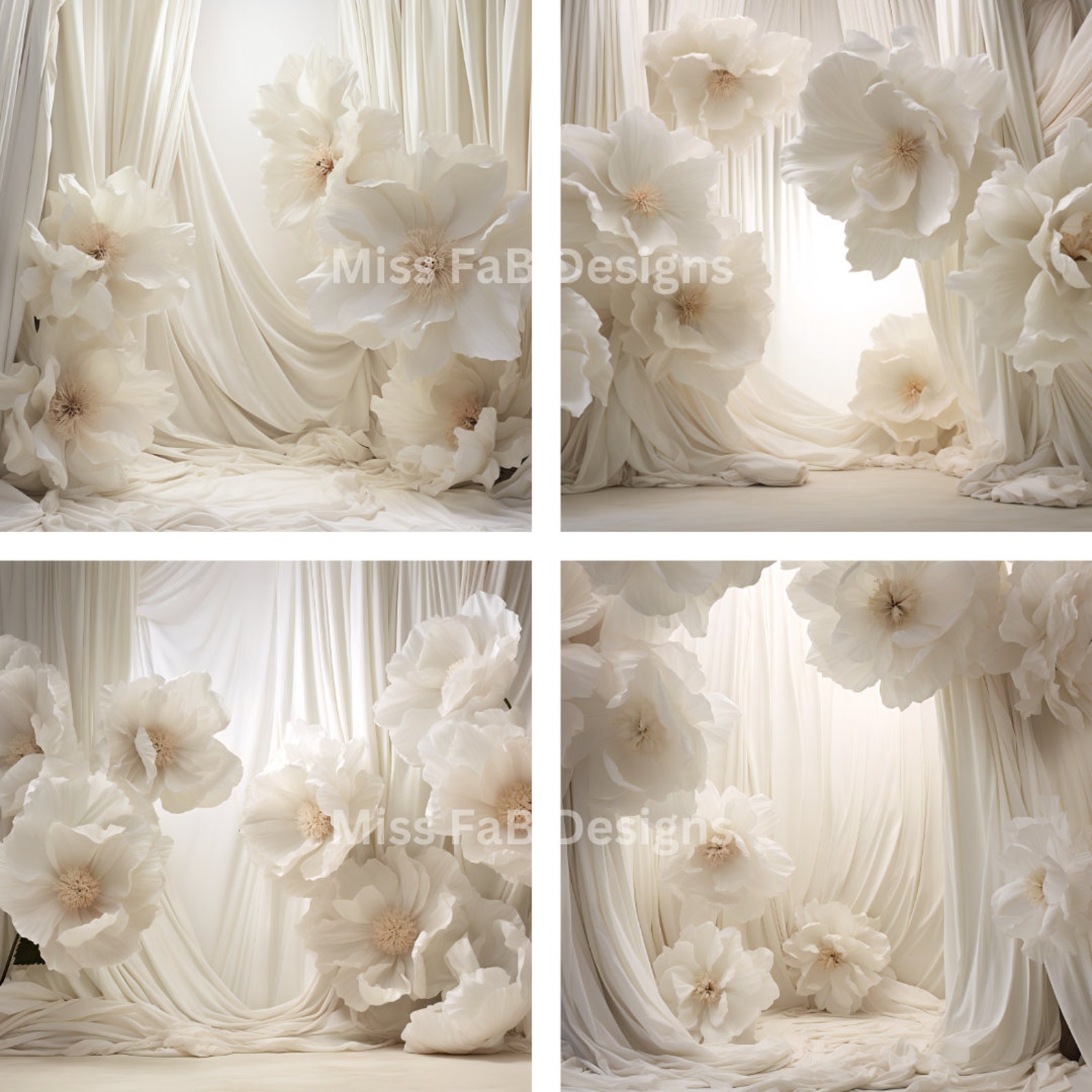 12 Floral Maternity Digital Backdrops, Ivory Fine Art Studio Background ...