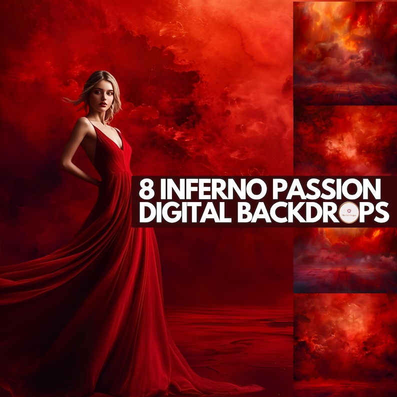 8 Inferno Passion Digital Backdrops | Fire Themed Background | Dramatic ...