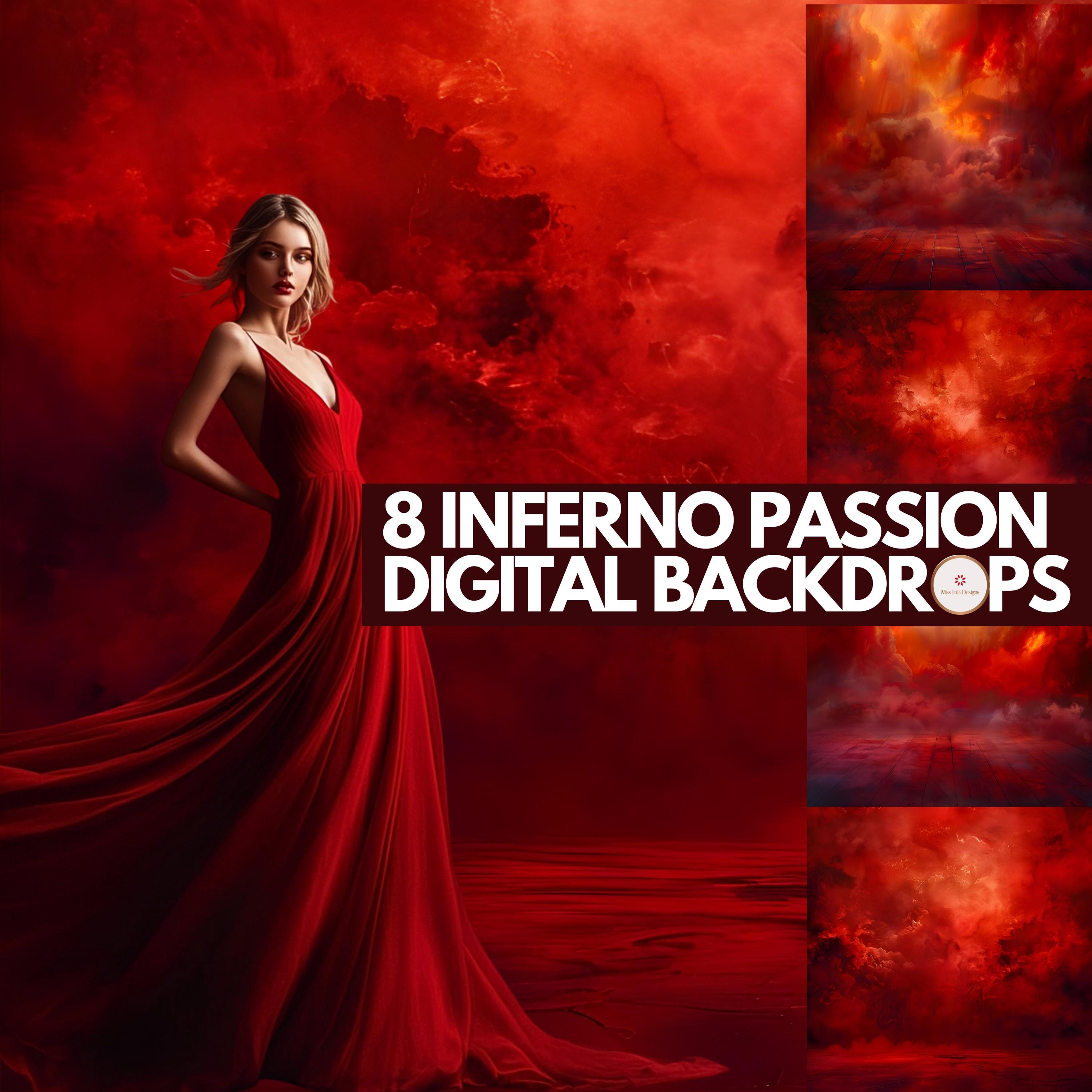 8 Inferno Passion Digital Backdrops | Fire Themed Background | Dramatic ...