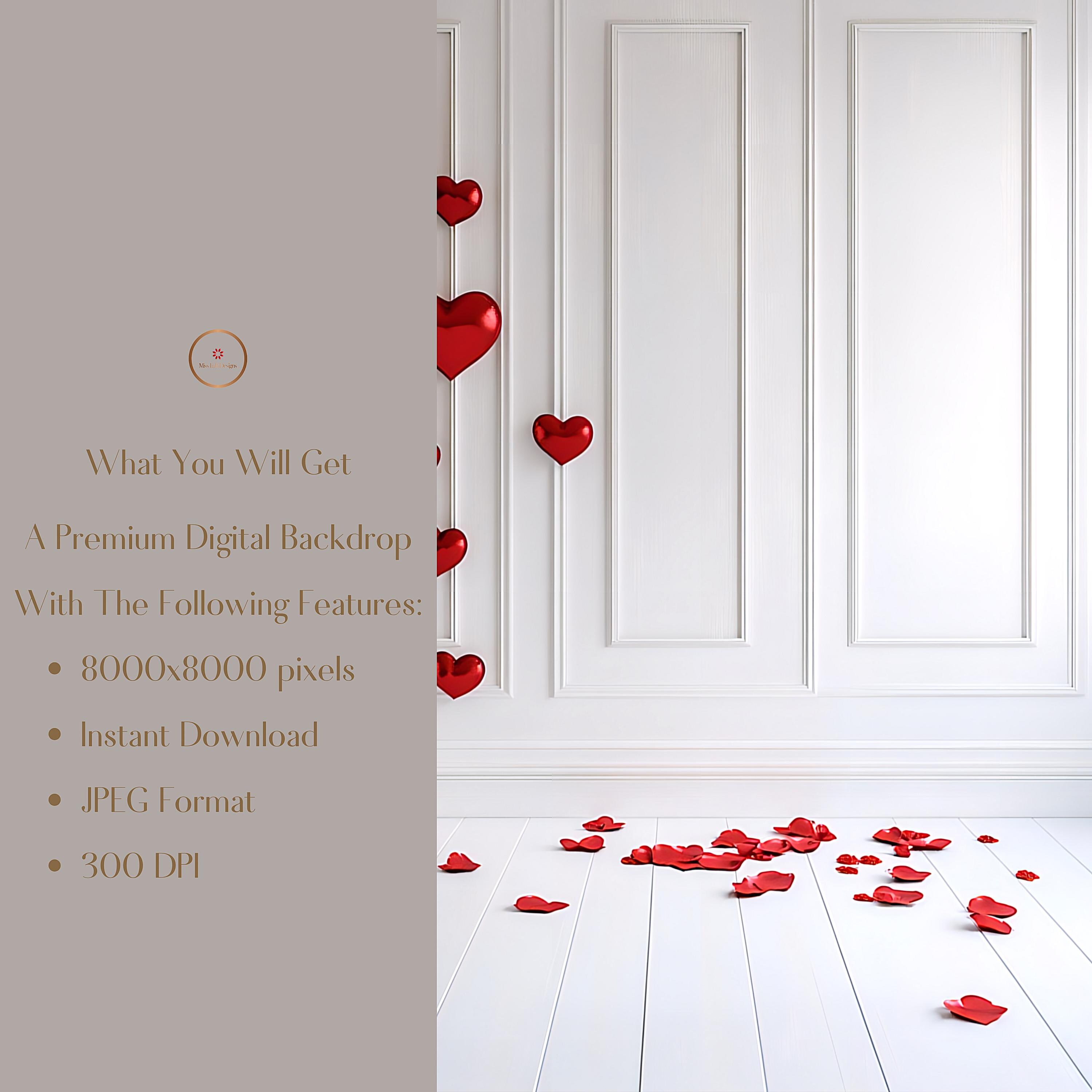 Valentine's Day Digital Backdrop, Romantic Background, Minimalist ...