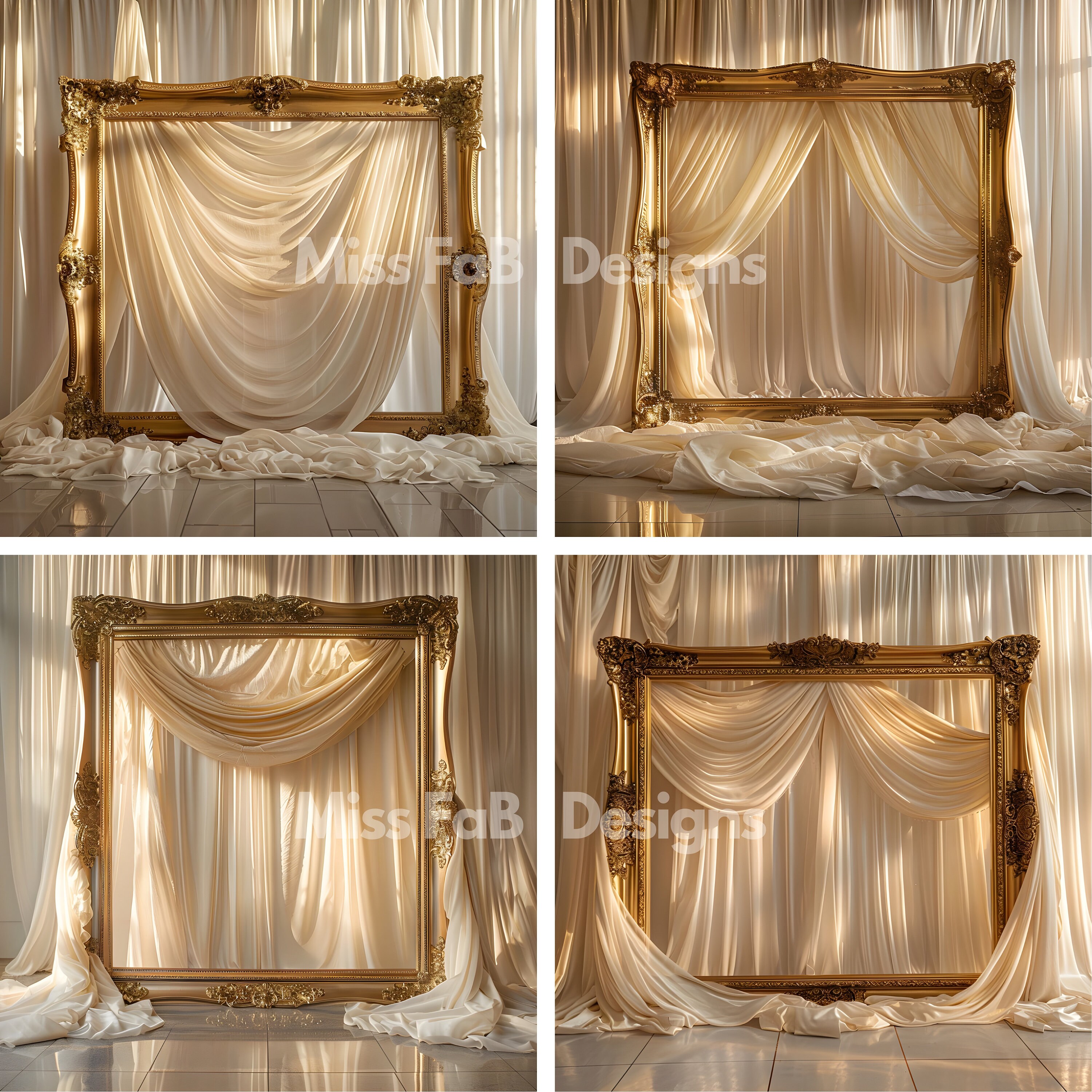14 Golden Frame Digital Backdrops Luxurious Frames Background Elegant ...