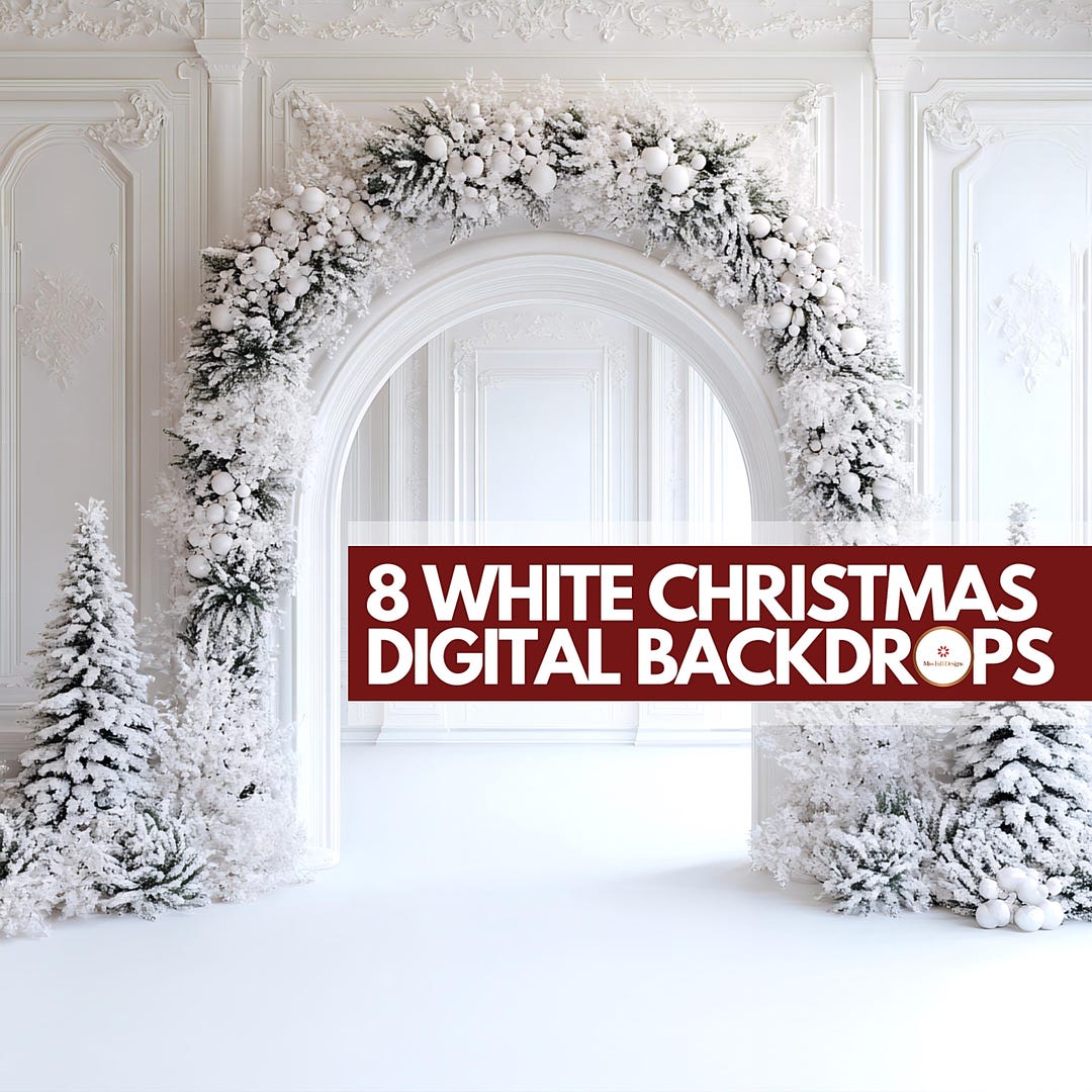8 White Christmas Digital Backdrops | Elegant Christmas Backgrounds ...