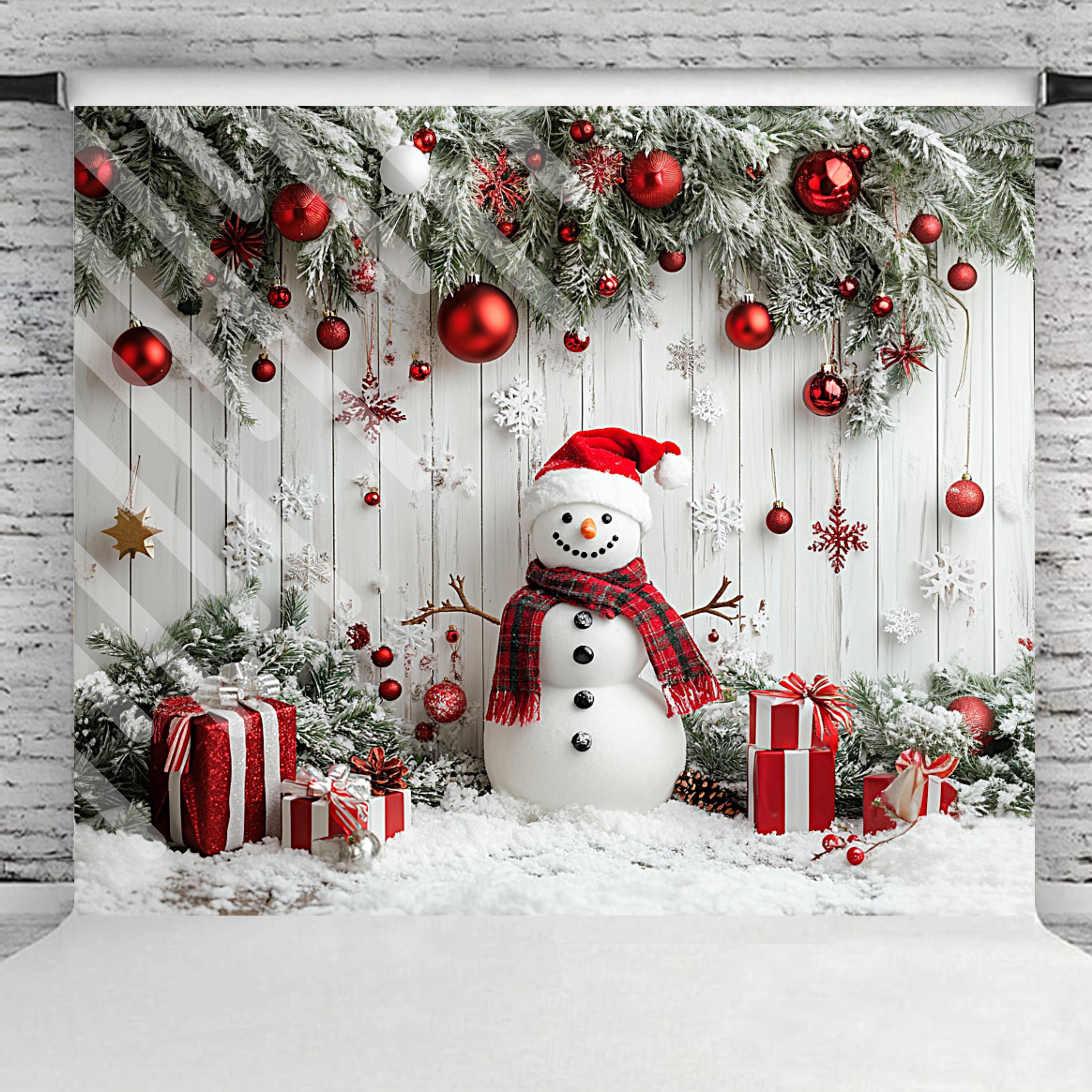 Snowman Digital Backdrop to Print, Christmas Party Backdrop, Winter ...