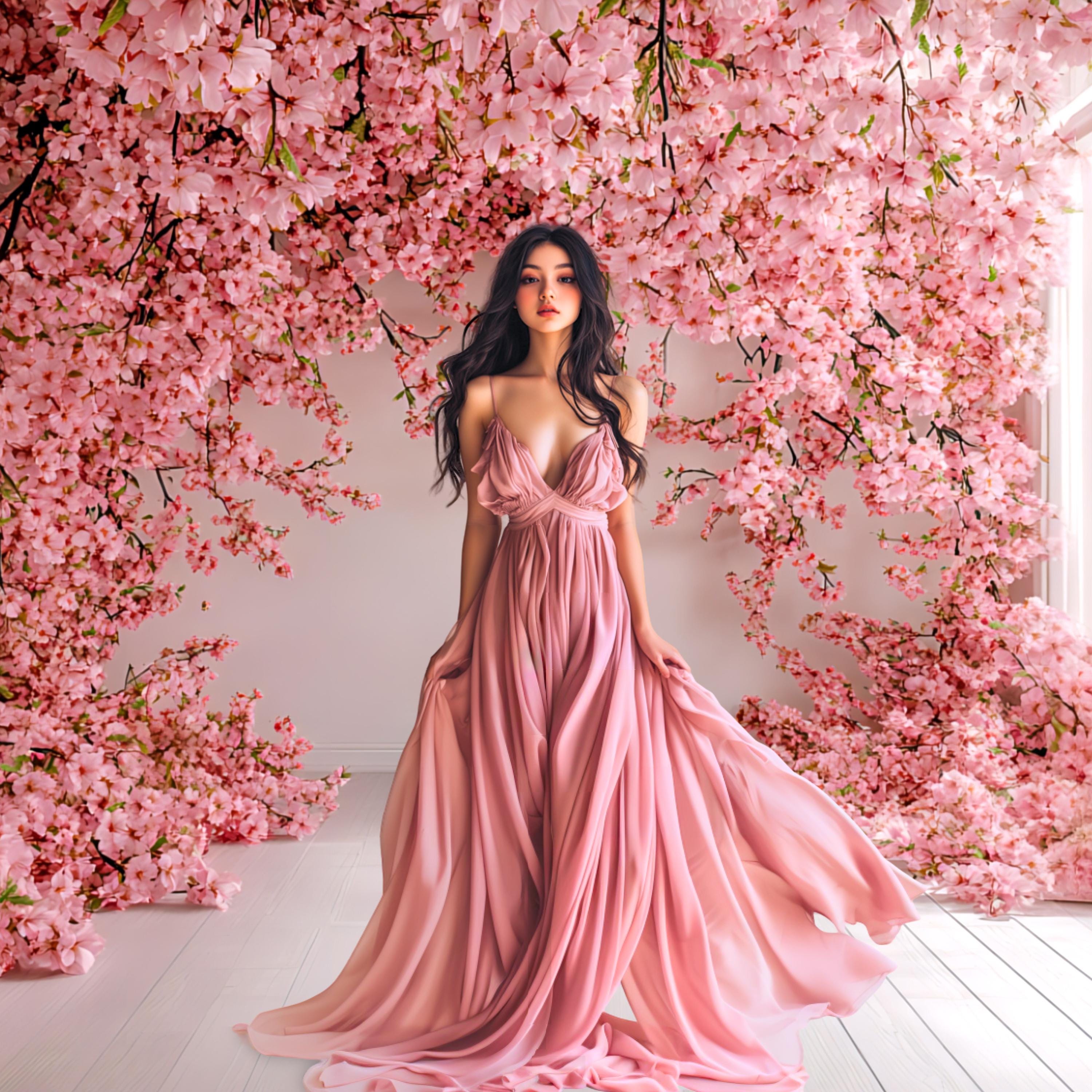 4 Cherry Blossom Digital Backdrops, Floral Spring Backdrop, Cherry ...