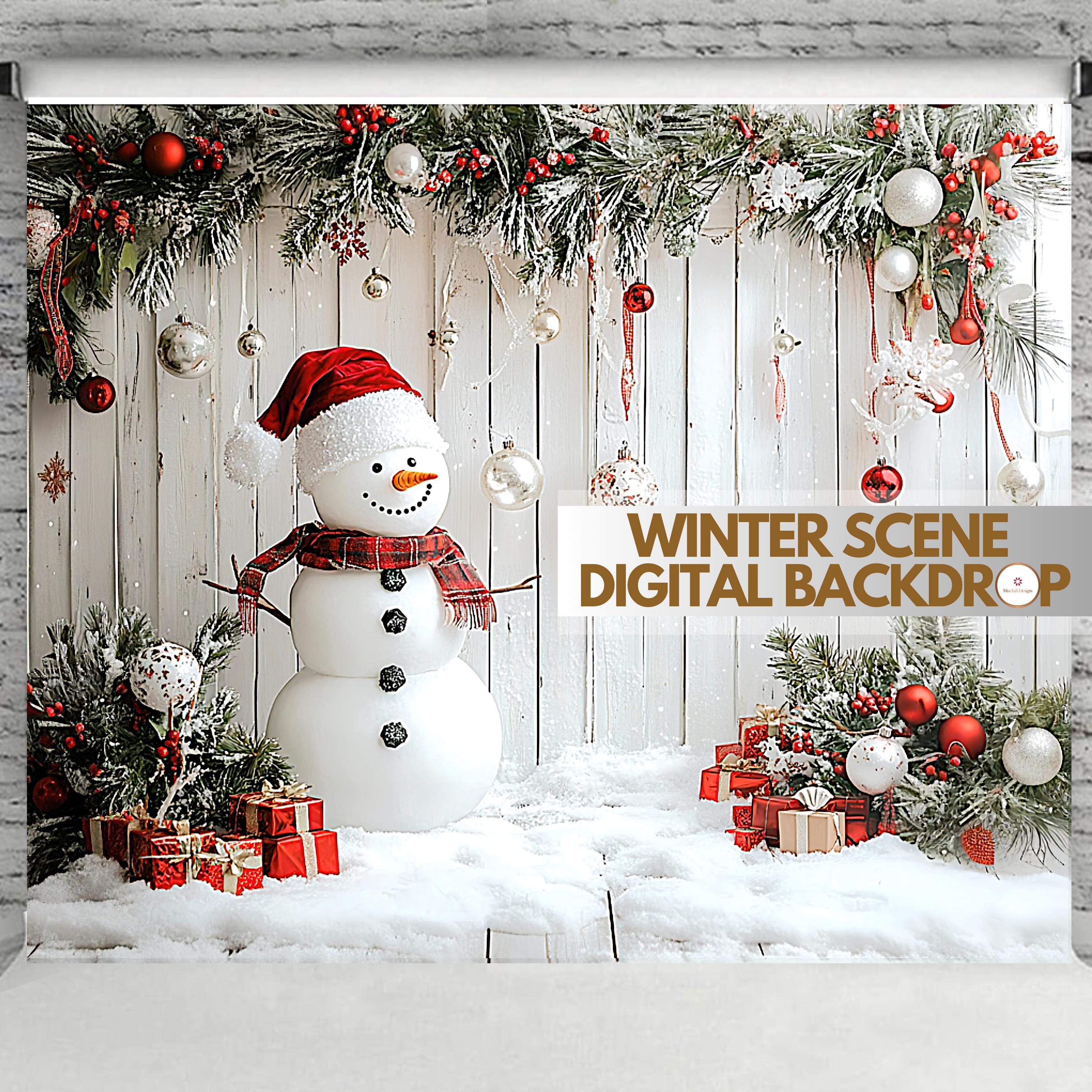 Christmas Digital Backdrop to Print, Winter Scene Backdrop, Christmas ...