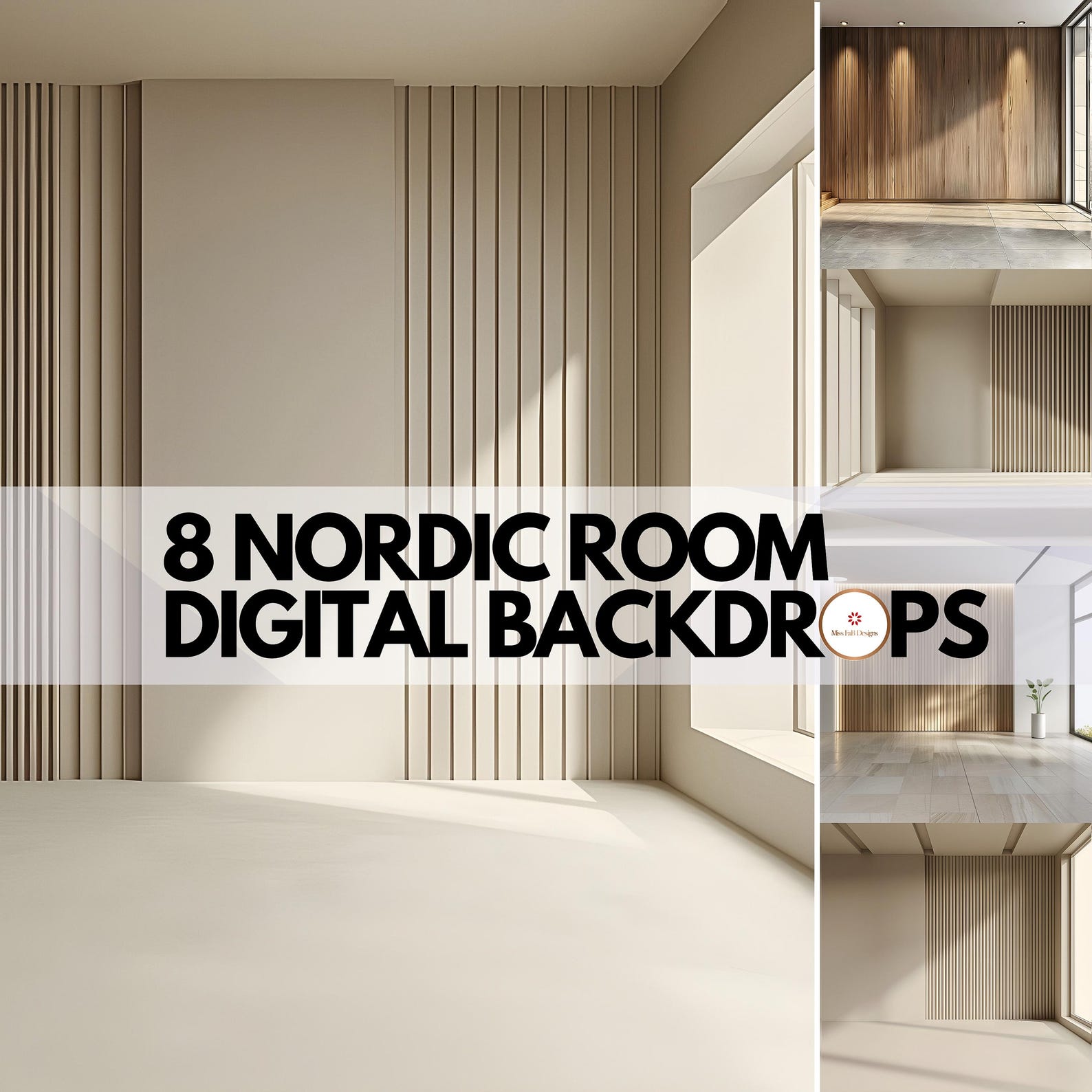 8 Nordic Room Digital Backdrops | Neutral Tones Modern House Zoom ...