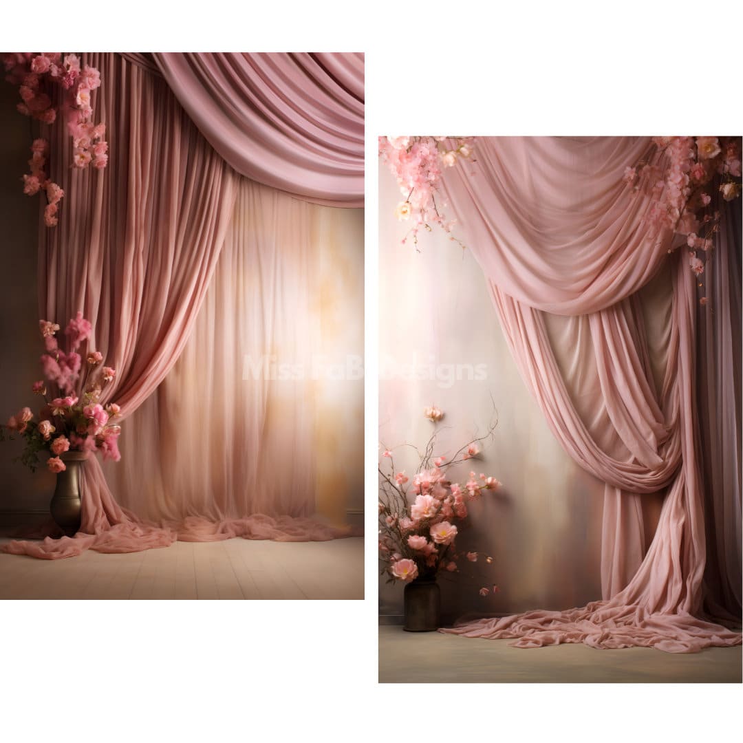 Blush Drapes Digital Backdrops Photography Studio Digital Background ...