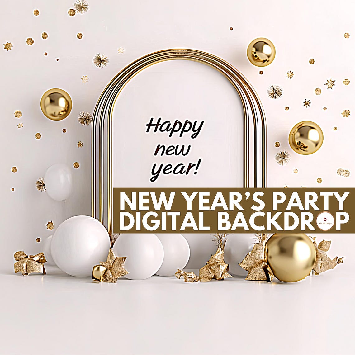 New Year's Party Digital Backdrop | New Year's Eve Backdrop | White ...