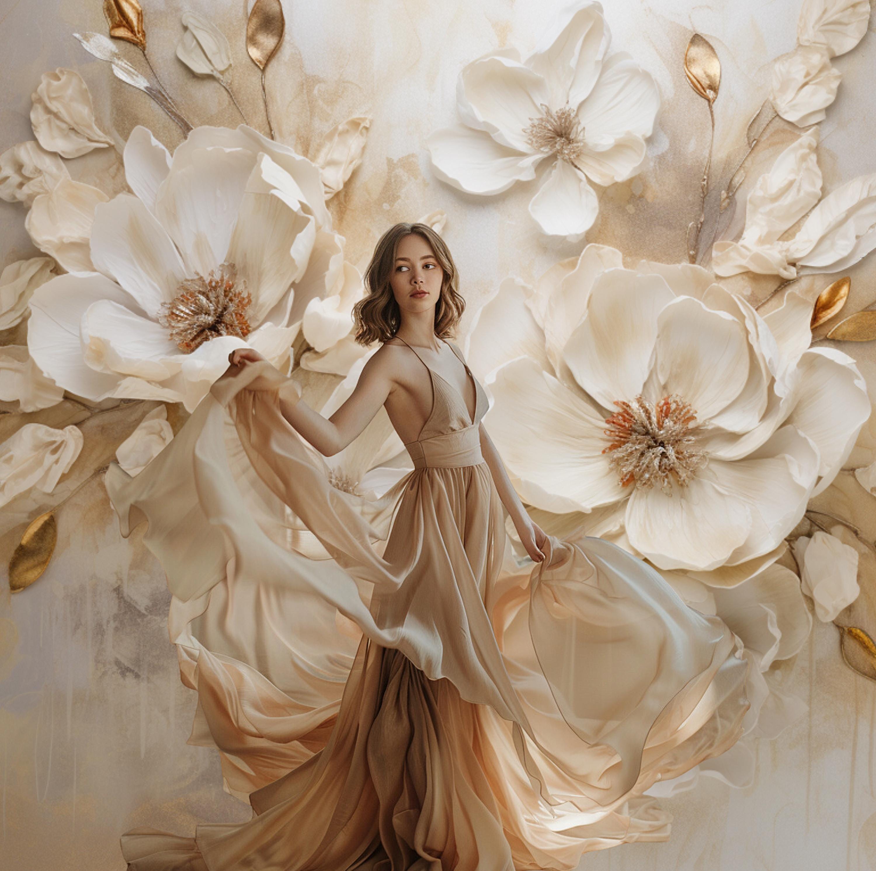 12 Beige Floral Digital Backdrop, Beige Fine Art Neutral Backdrop ...