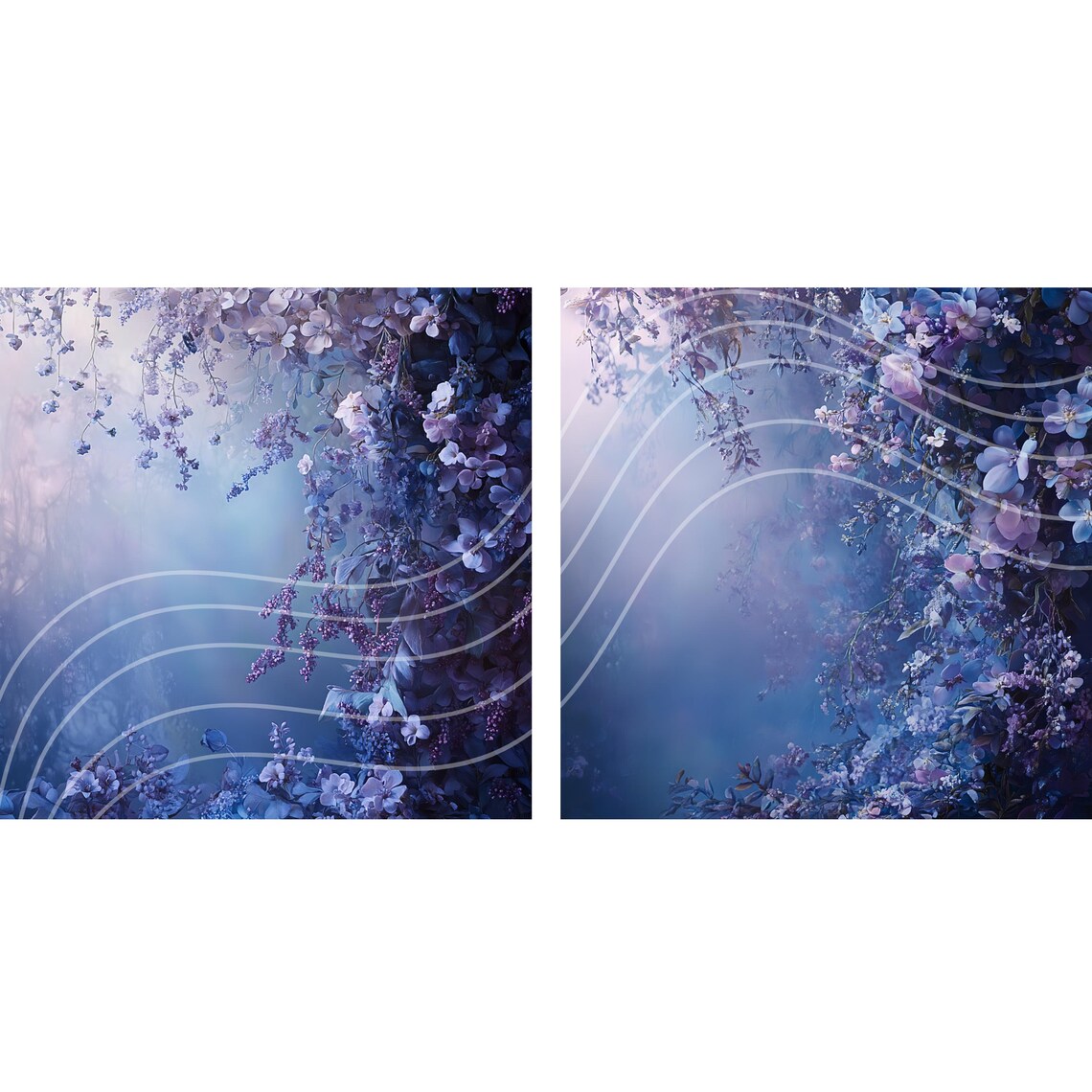 10 Spring Night Digital Backdrops, Midnight Summer Background, Moonlight Floral Backdrop, Purple ...