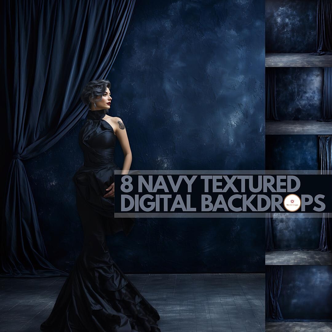 8 Navy Textured Digital Backdrops | Dark Blue Sweep Studio Background ...