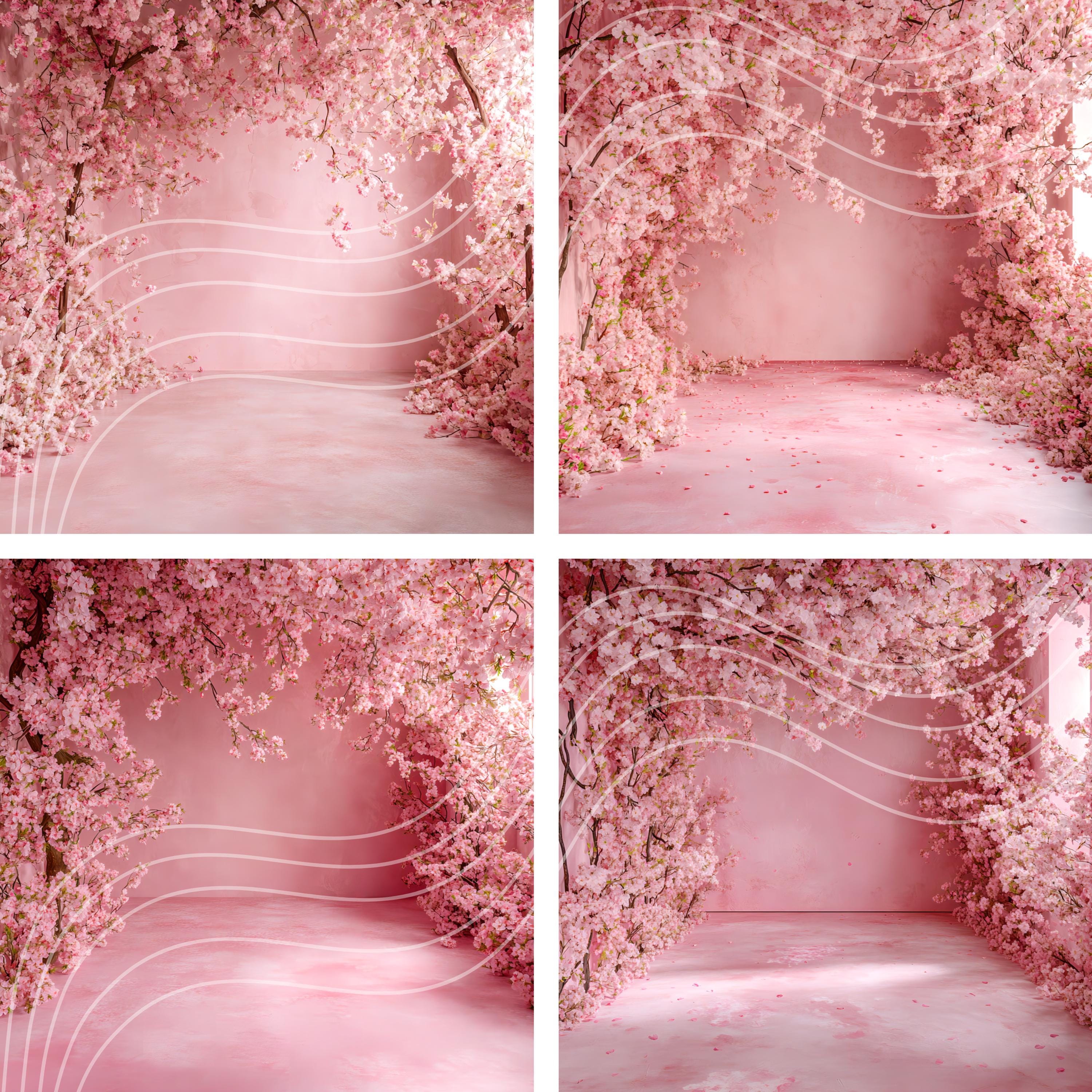 8 Cherry Blossom Digital Backdrops, Cherry Blossom Background, Pink ...