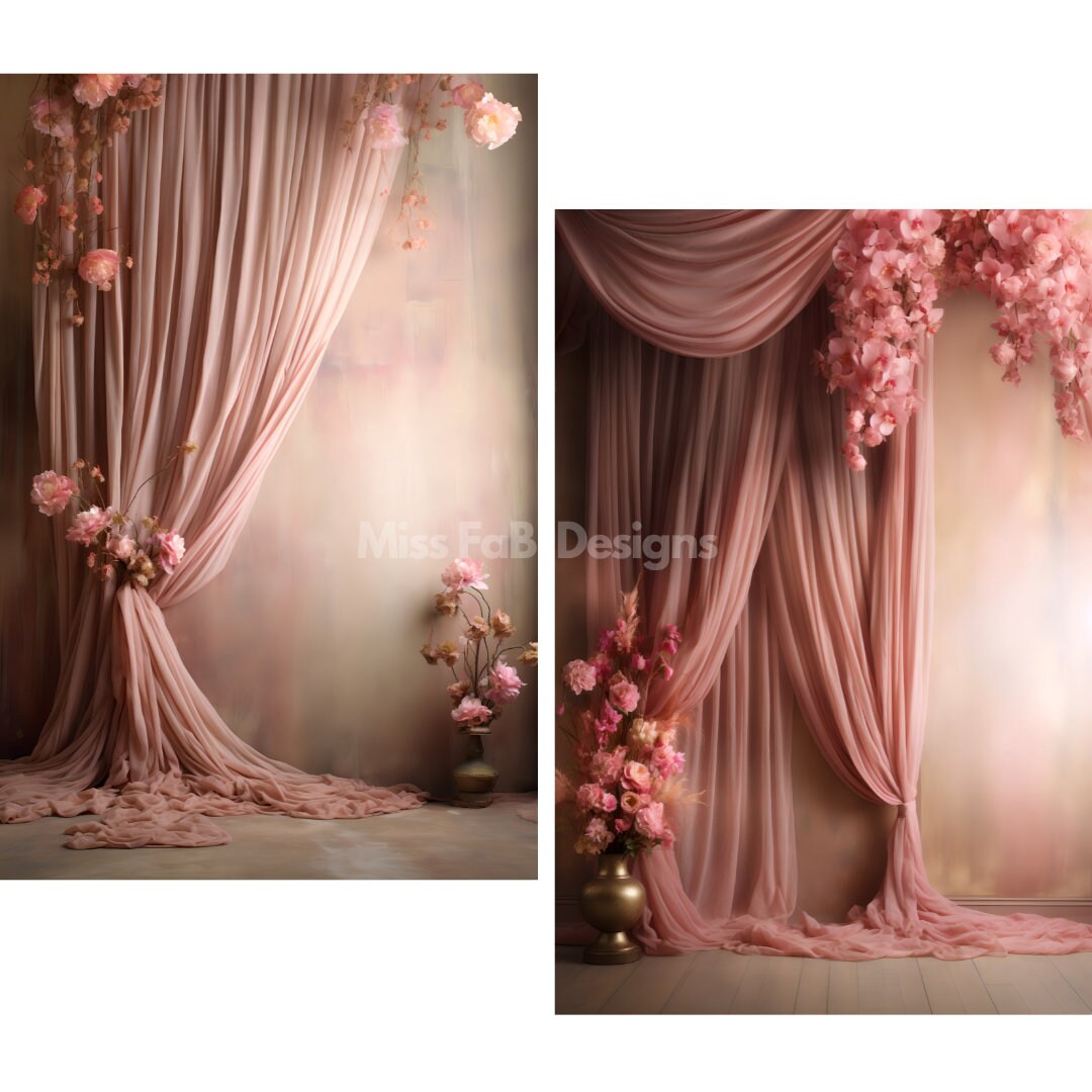 Blush Drapes Digital Backdrops Photography Studio Digital Background ...