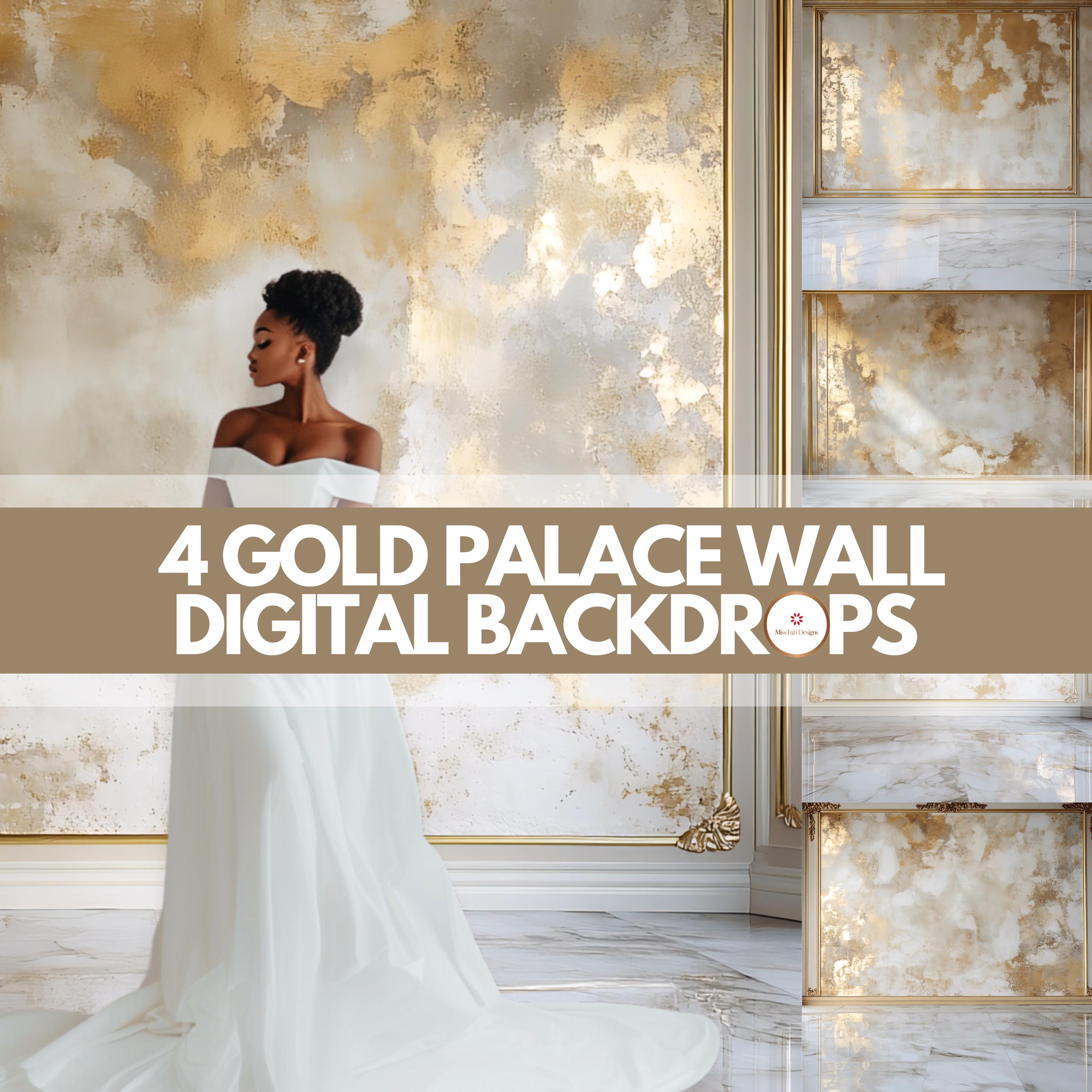4 Gold Palace Digital Backdrops | Luxurious Marble Room Background ...